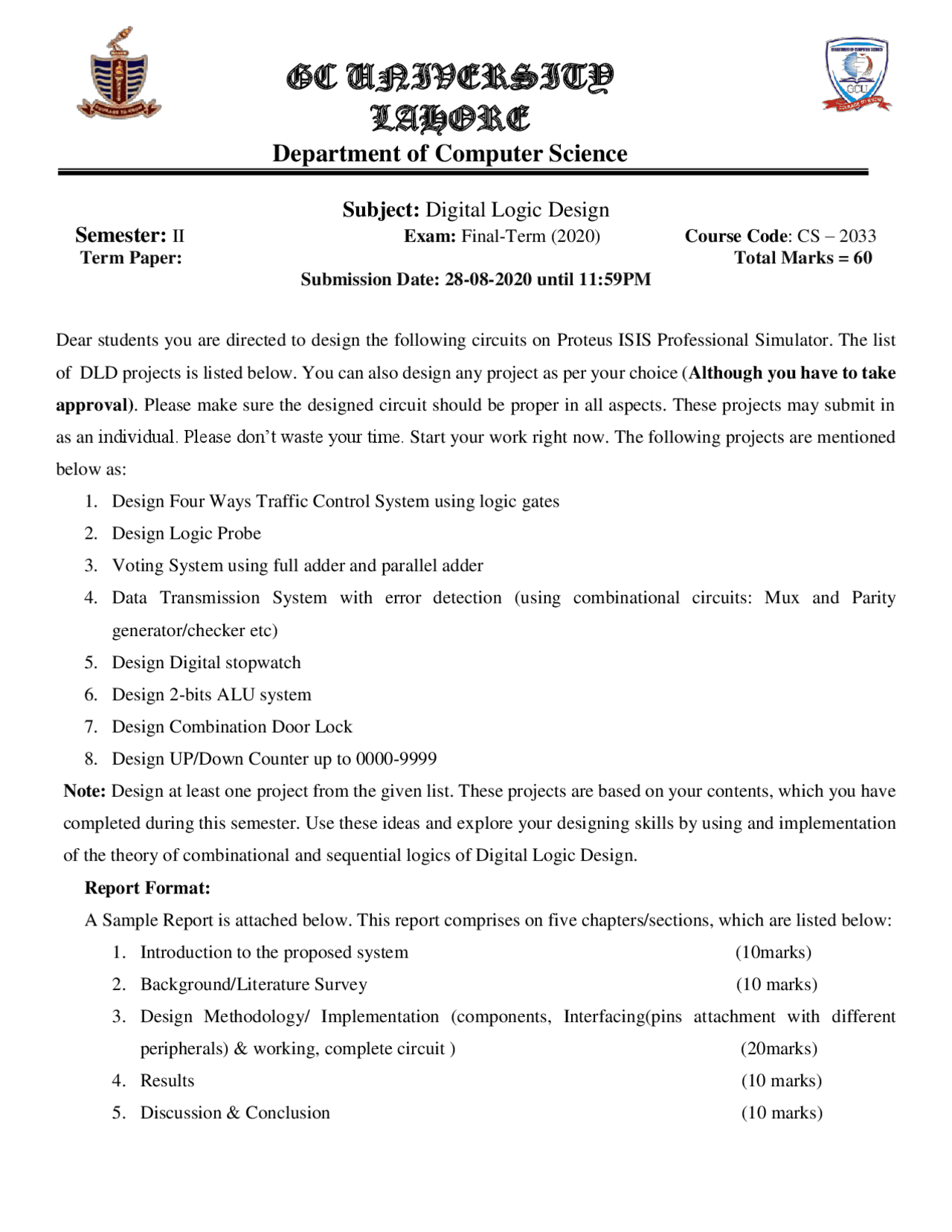 Digital Logic Design Exams Digital Electronics Docsity