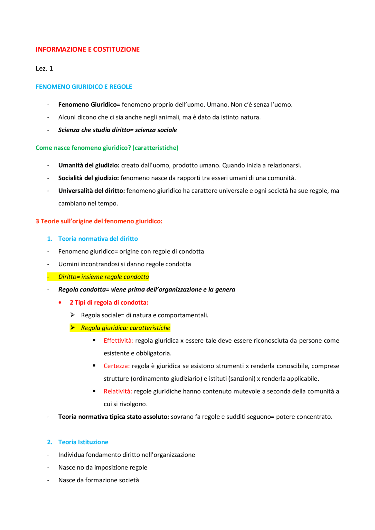 Informazione E Costituzione Appunti E Schemi Completi E Dettagliati