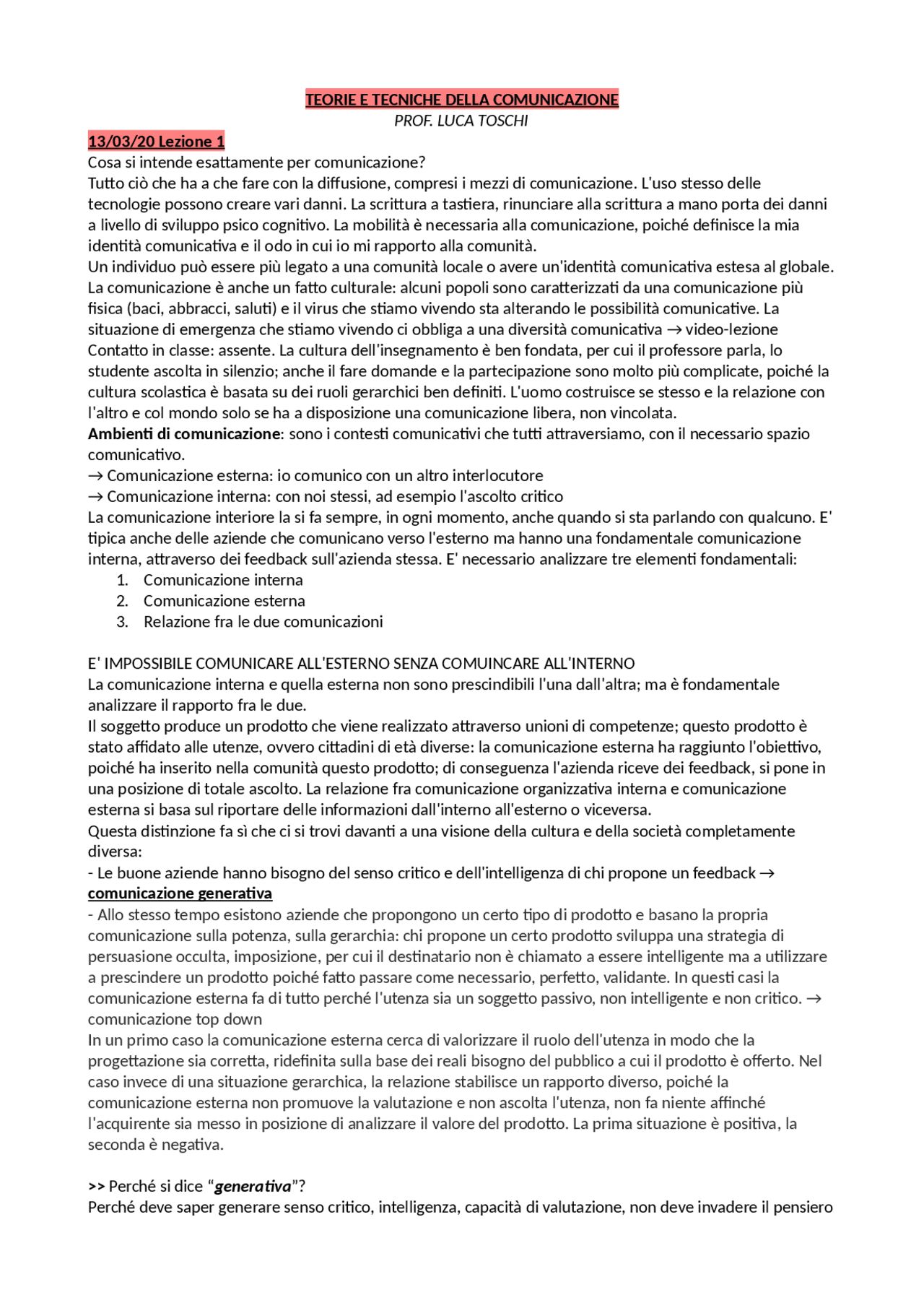Appunti Toschi 2020 Docsity