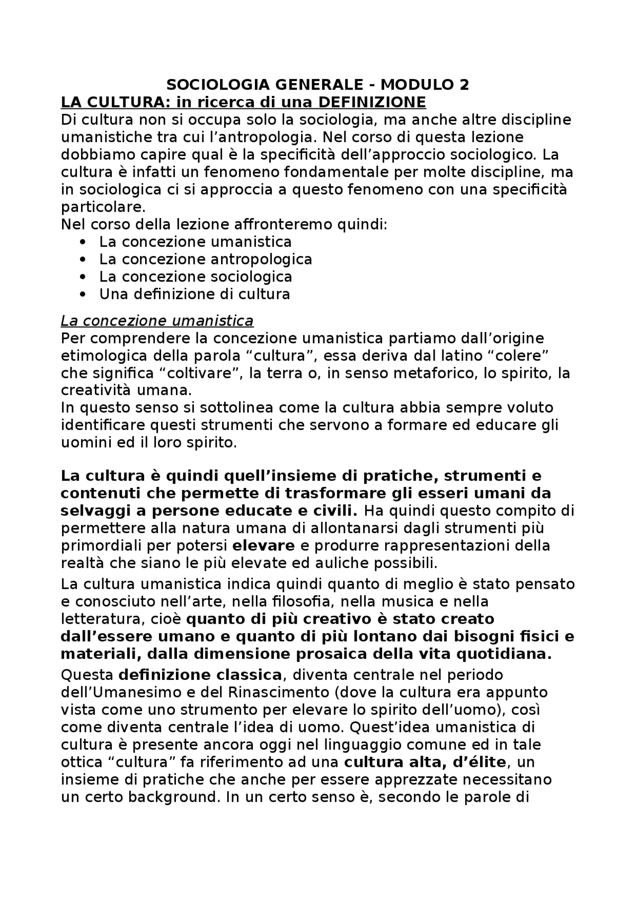 Dispense Di Sociologia Generale Modulo 2 Docsity