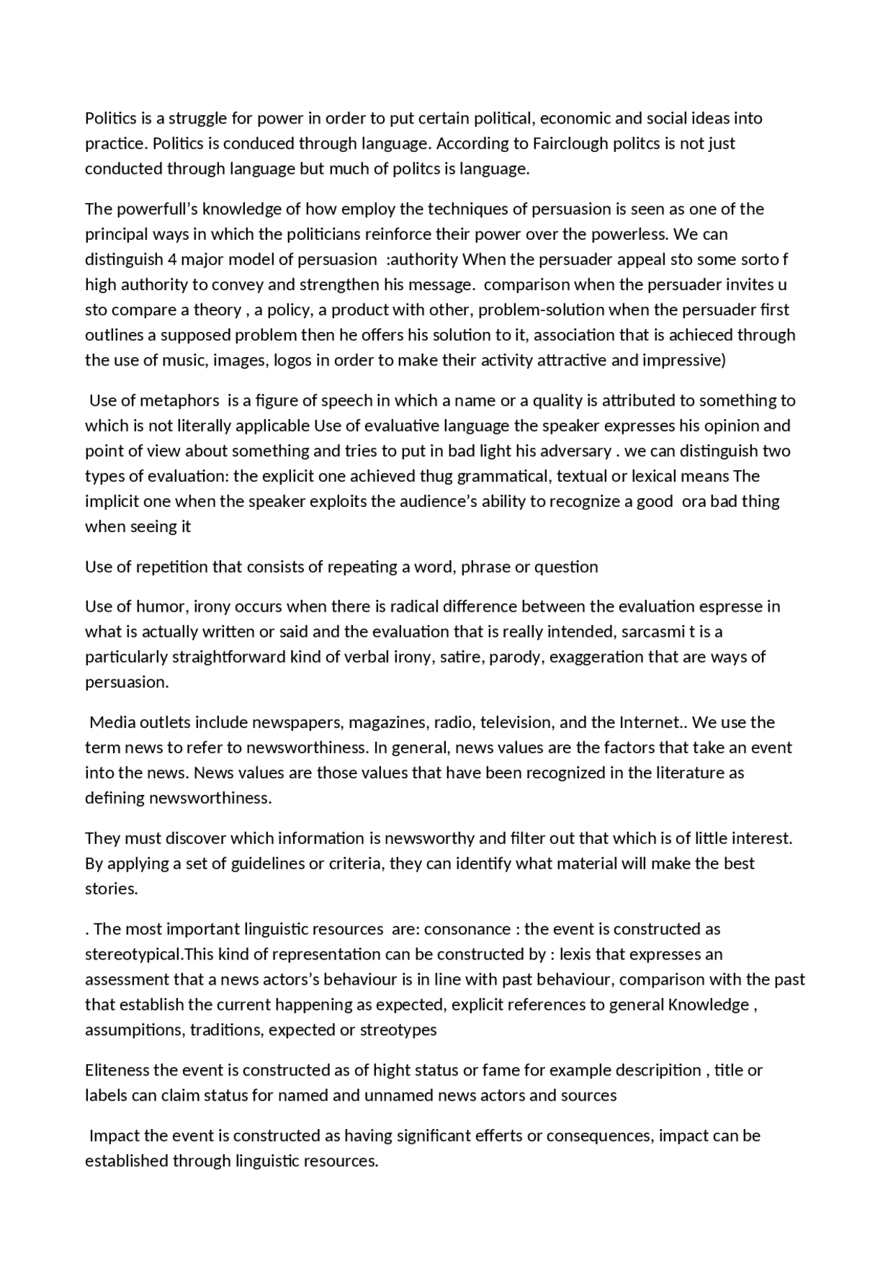 English political Language - Docsity