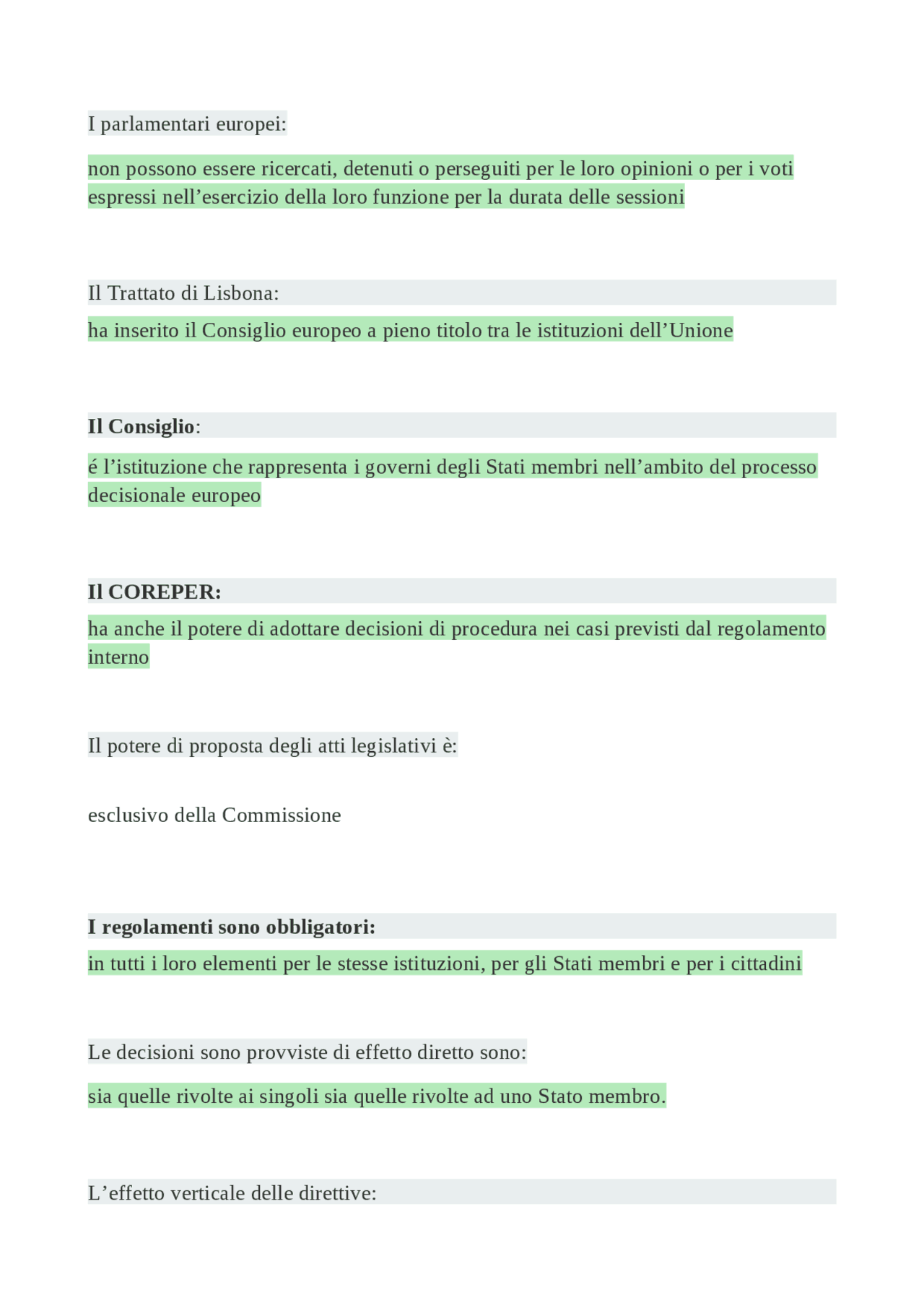 Risposte diritto comunitario - Docsity