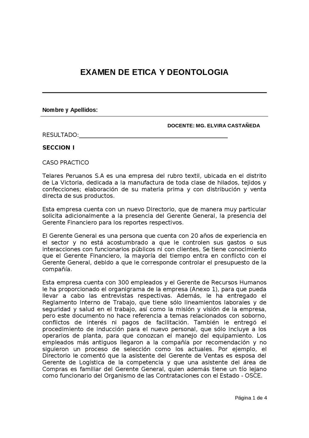 Etica Y Deontologia Exámenes De Ética Empresarial Docsity