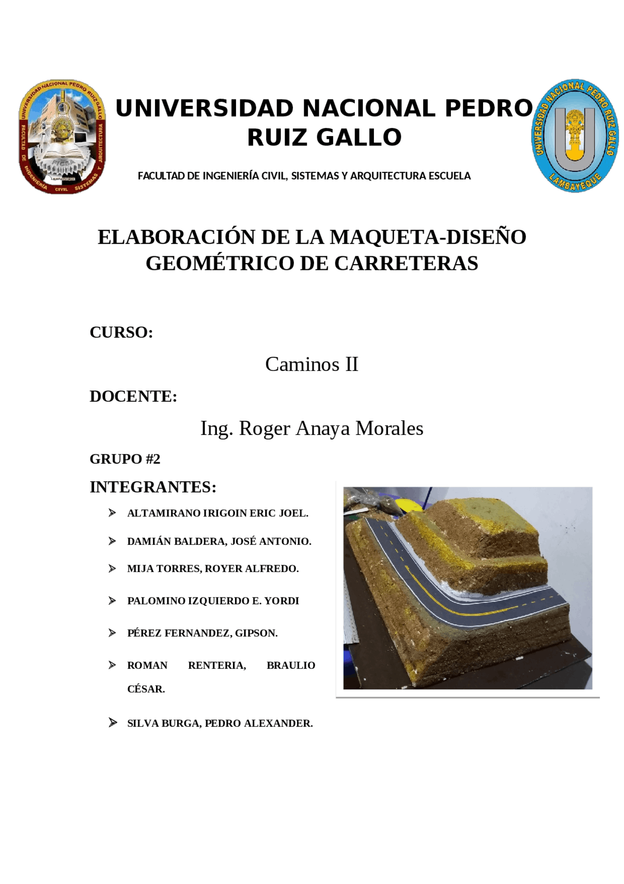 MAQUETA DE CARTON DE UNA CURVA - Docsity