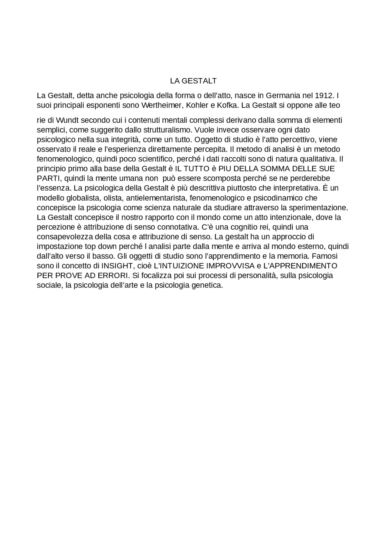 La Gestalt Appunti Di Psicologia Generale Docsity