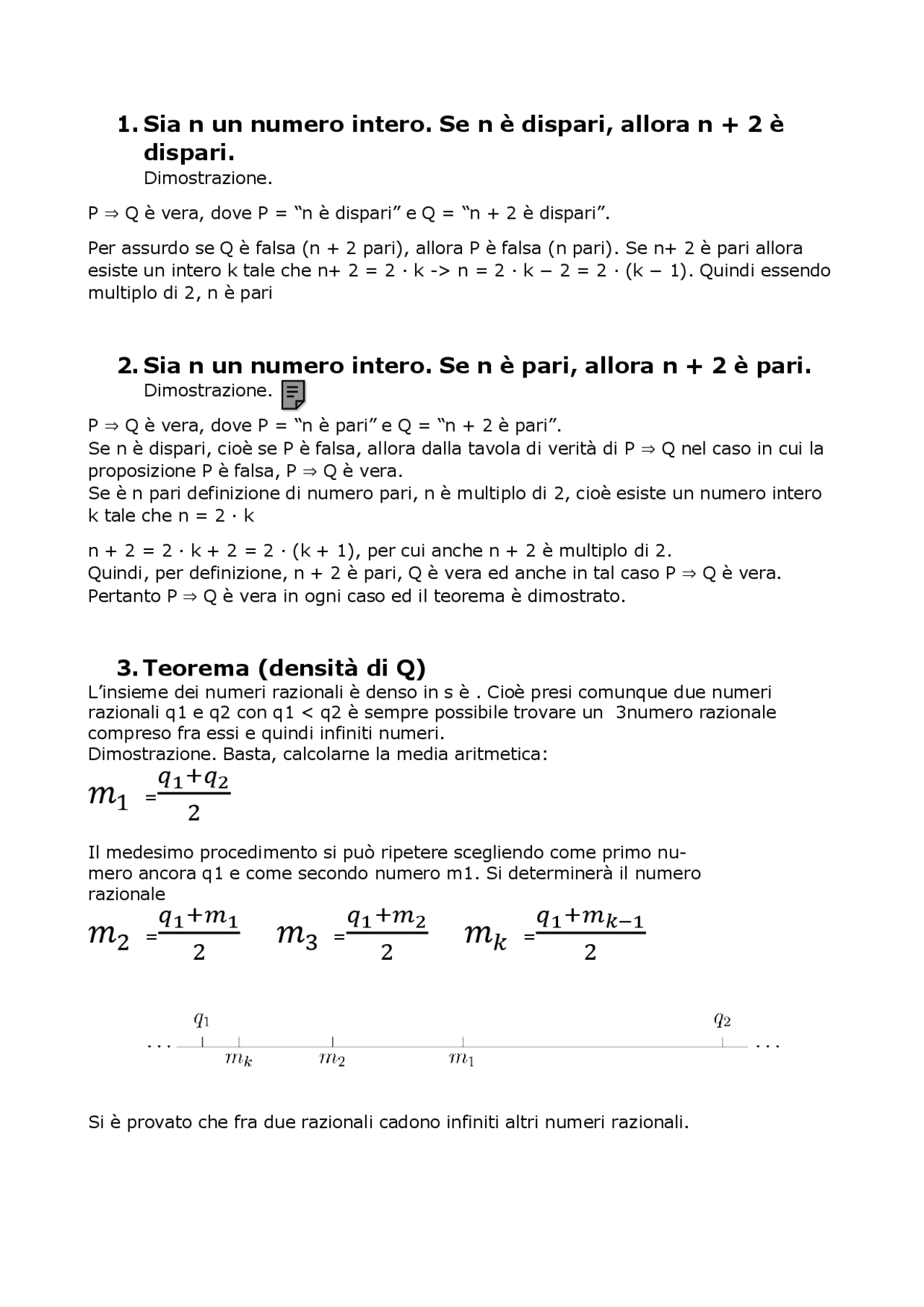 Teoremi Matematica Generale Prof Pecorella Docsity