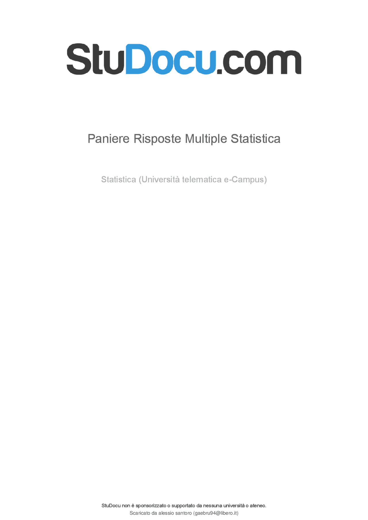 Statistica Domande Multiple Docsity