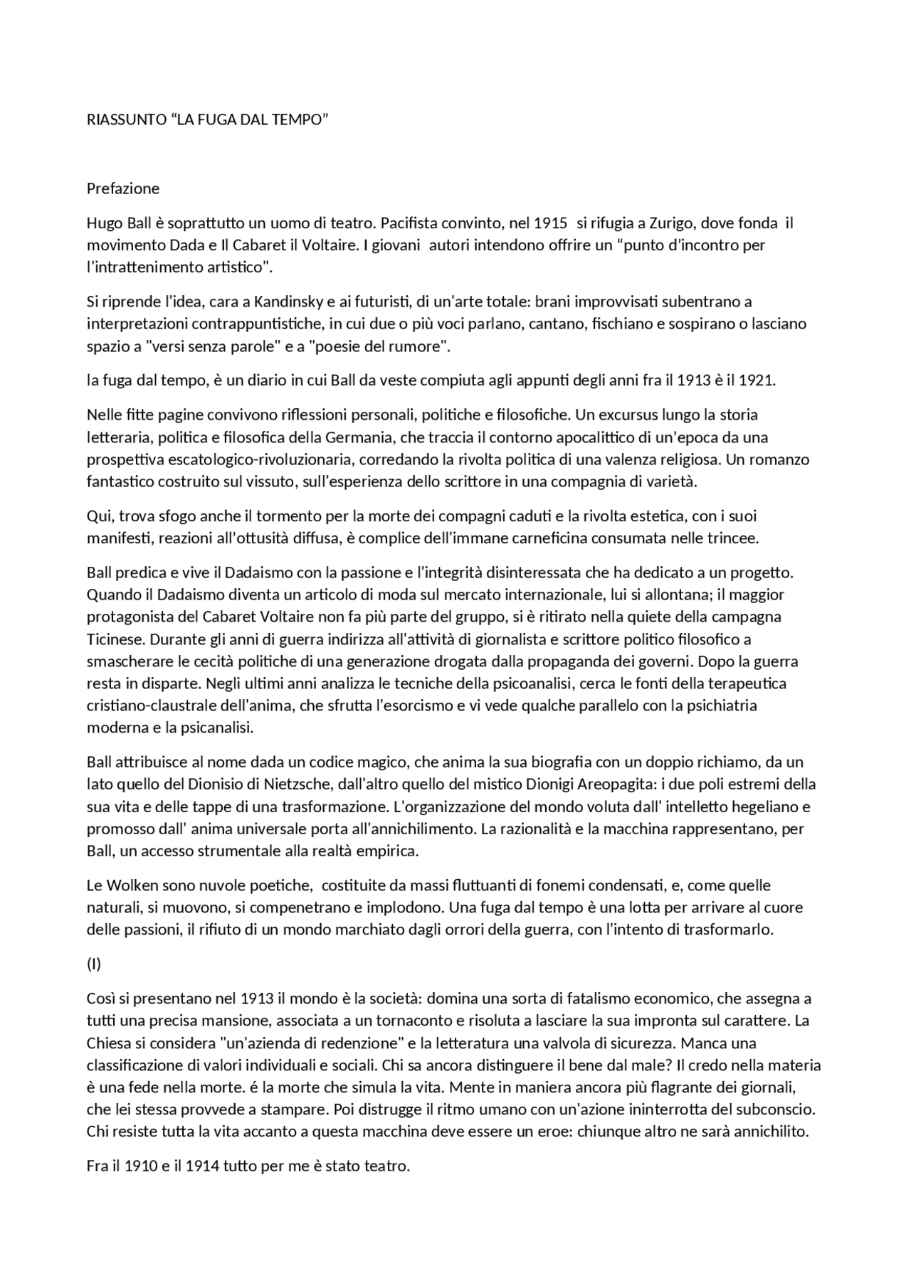 Riassunto Fuga Dal Tempo Docsity