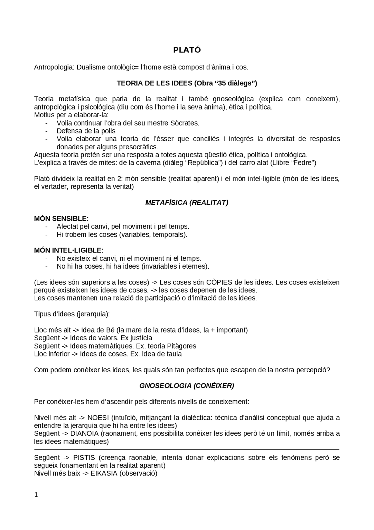 PlatÓ Apunts Selectivitat Docsity