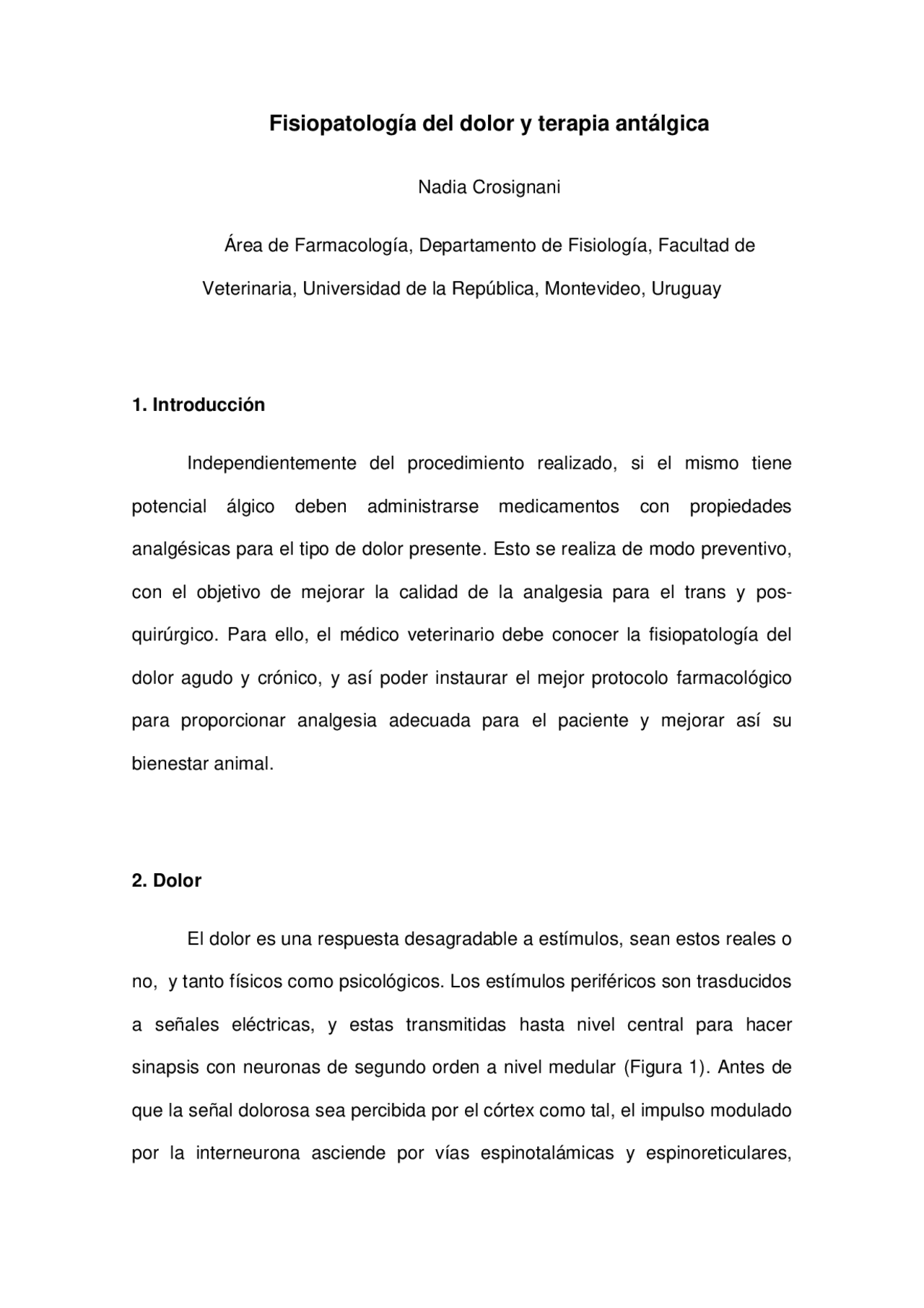 Fisiologia Del Dolor Docsity
