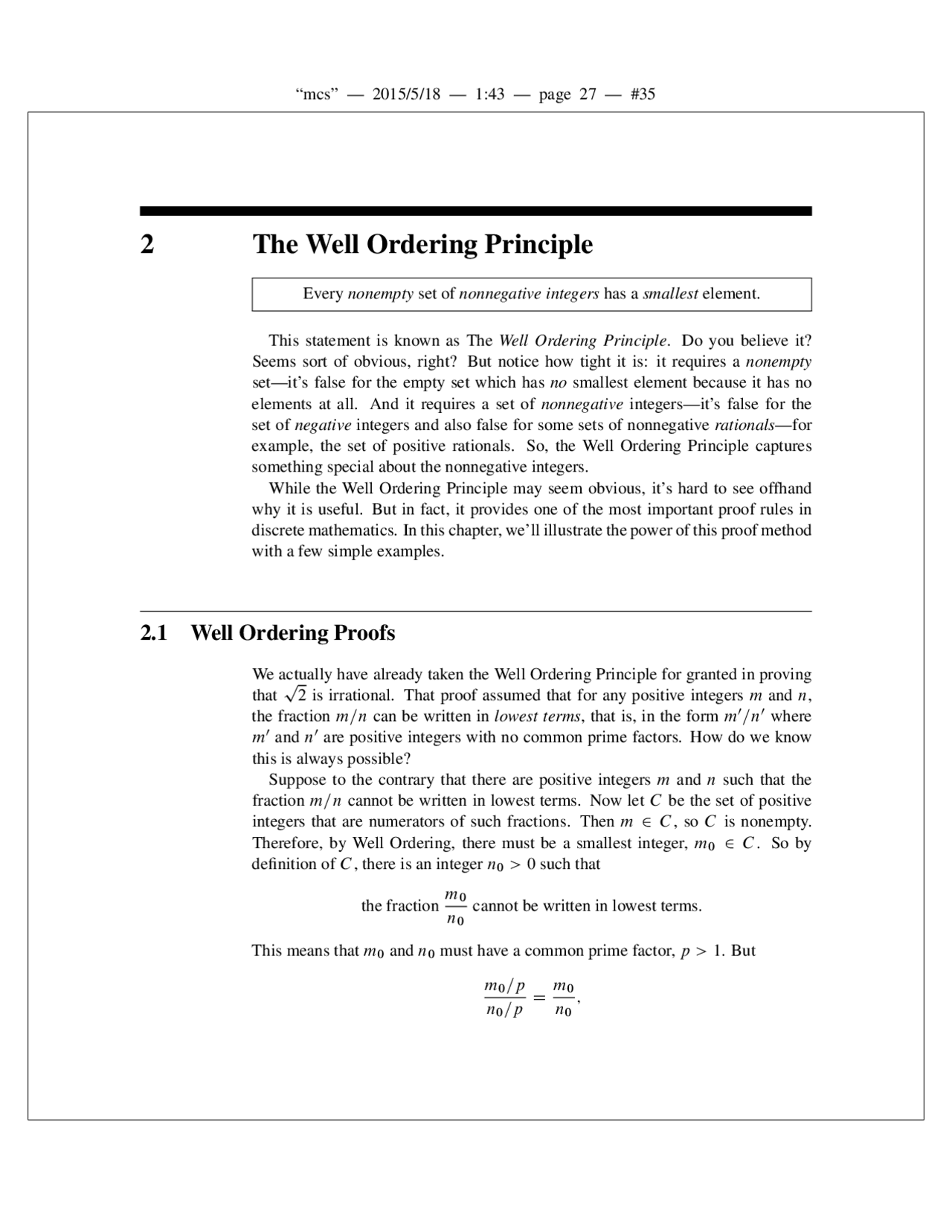 The Well Ordering Principle - Docsity