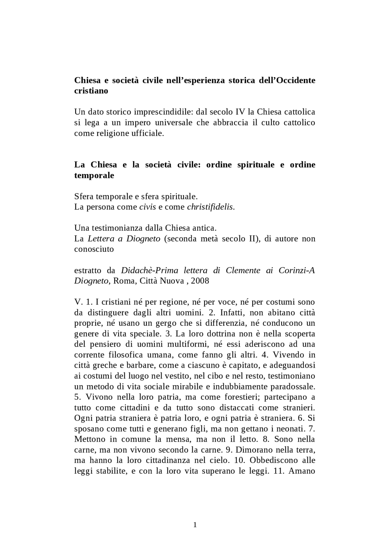 Chiesa E Società Civile Docsity