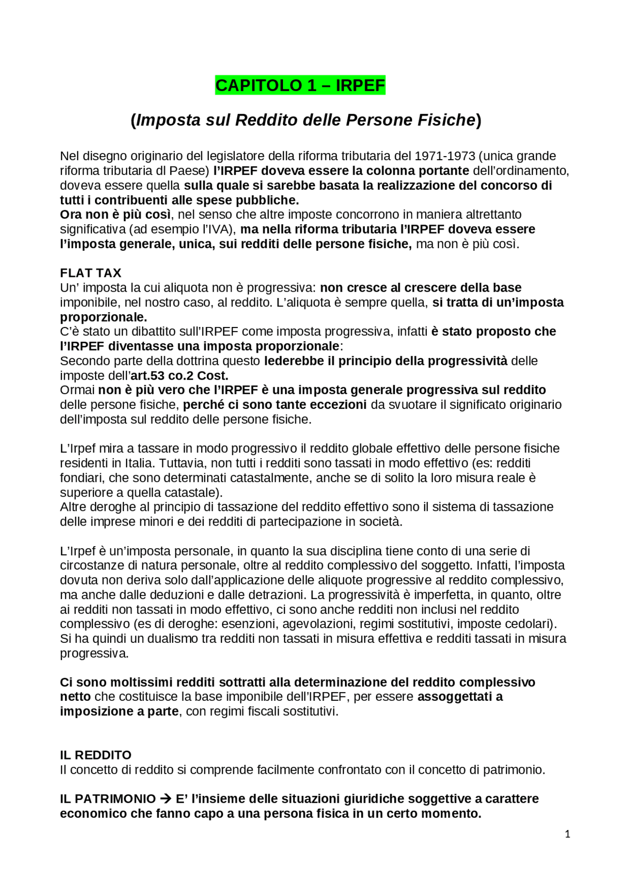 Imposta Sul Reddito Delle Persone Fisiche Docsity