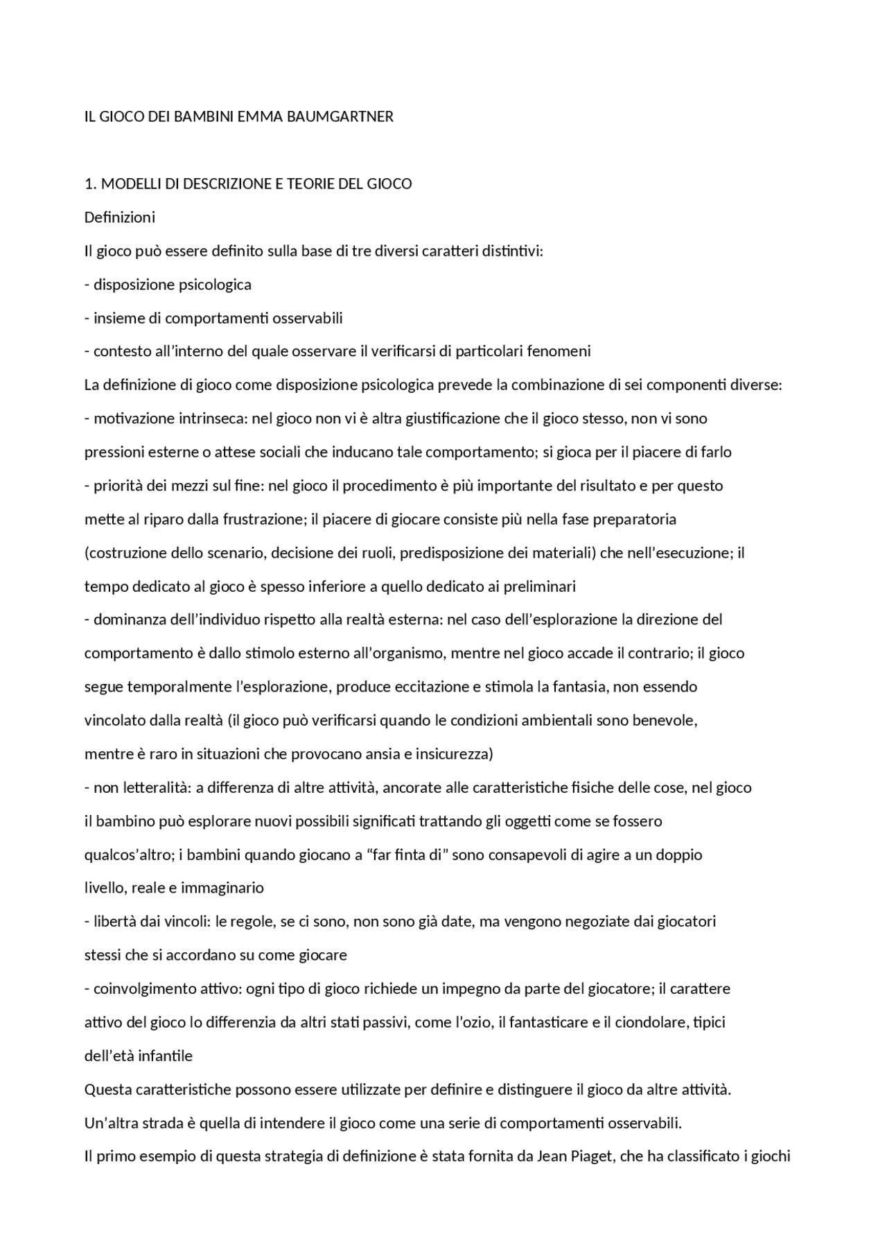 Il Gioco Dei Bambini Docsity