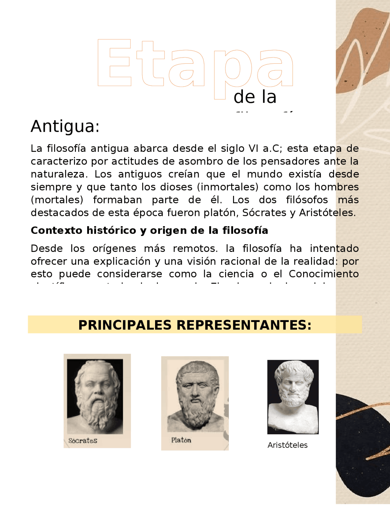 Épocas filosóficas según la literatura - Docsity