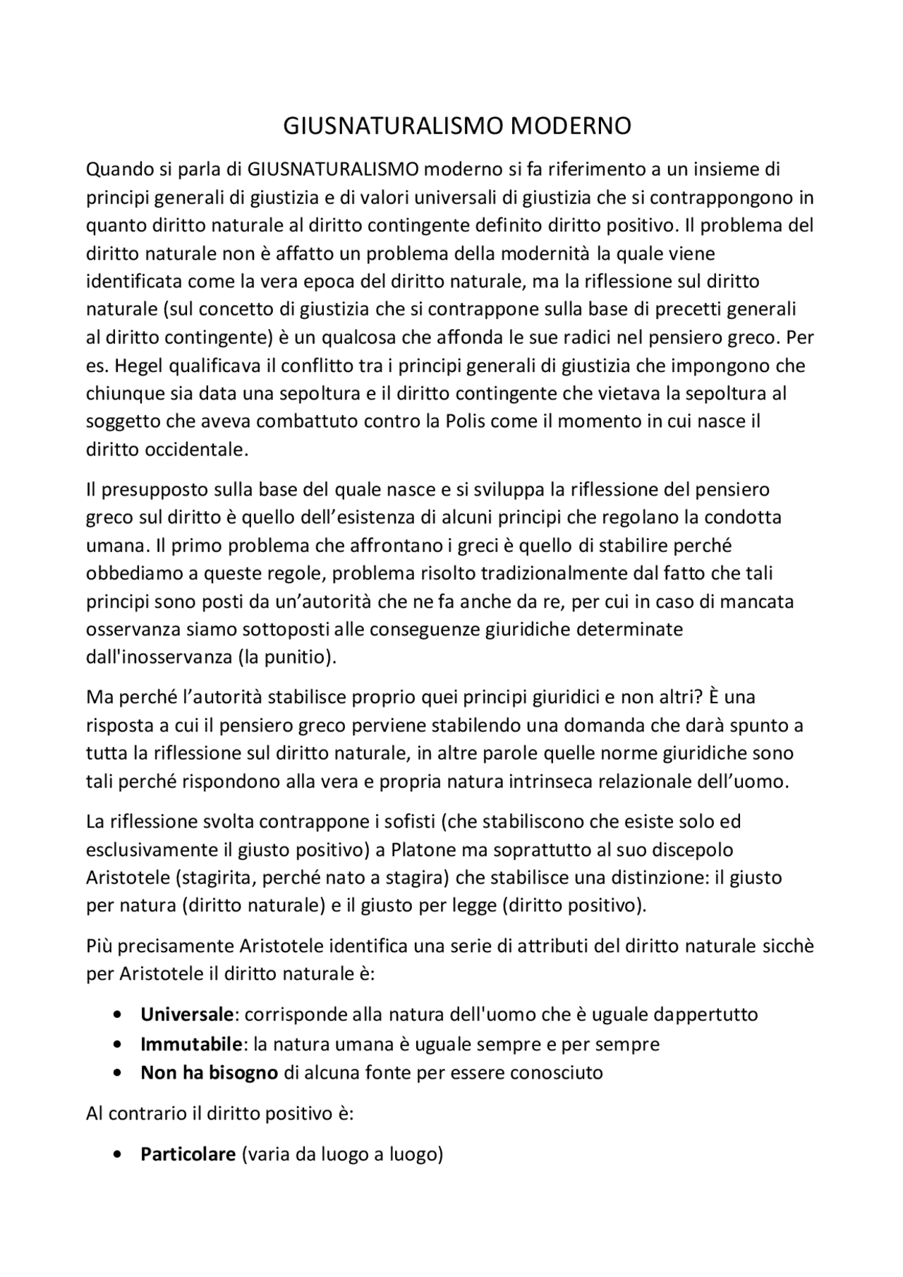 Giusnaturalismo Moderno Docsity