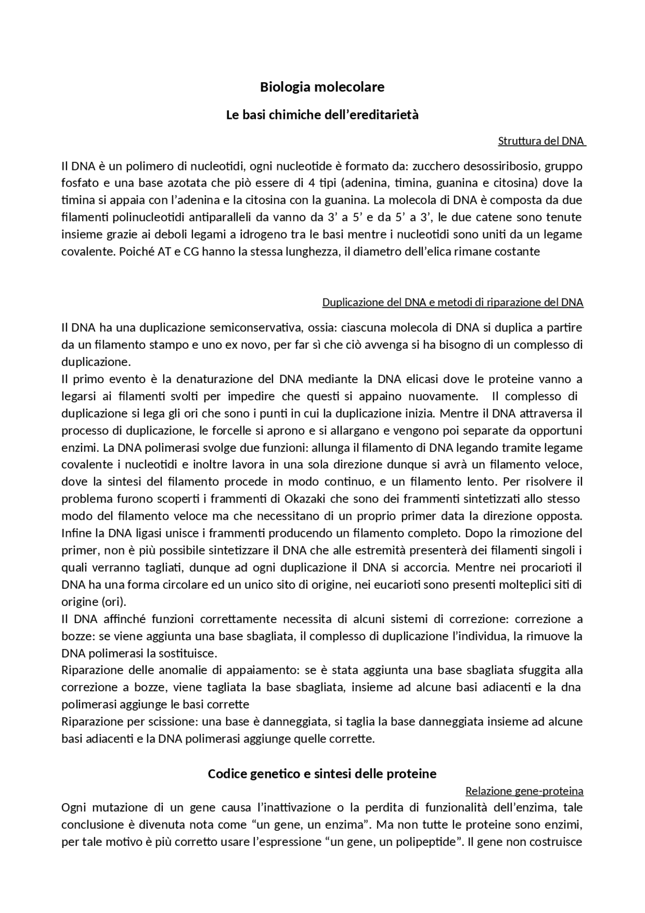 Programma biologia maturità - Docsity