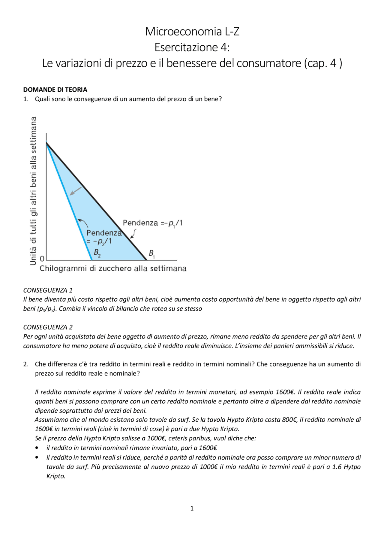 Soluzione Esercitazione Microeconomia 4 Docsity