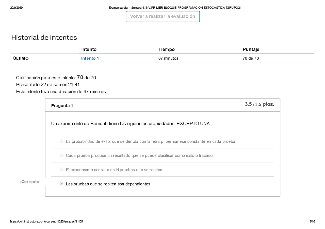 Examen parcial programacion estocastica | Exámenes de Procesos Estocásticos | Docsity