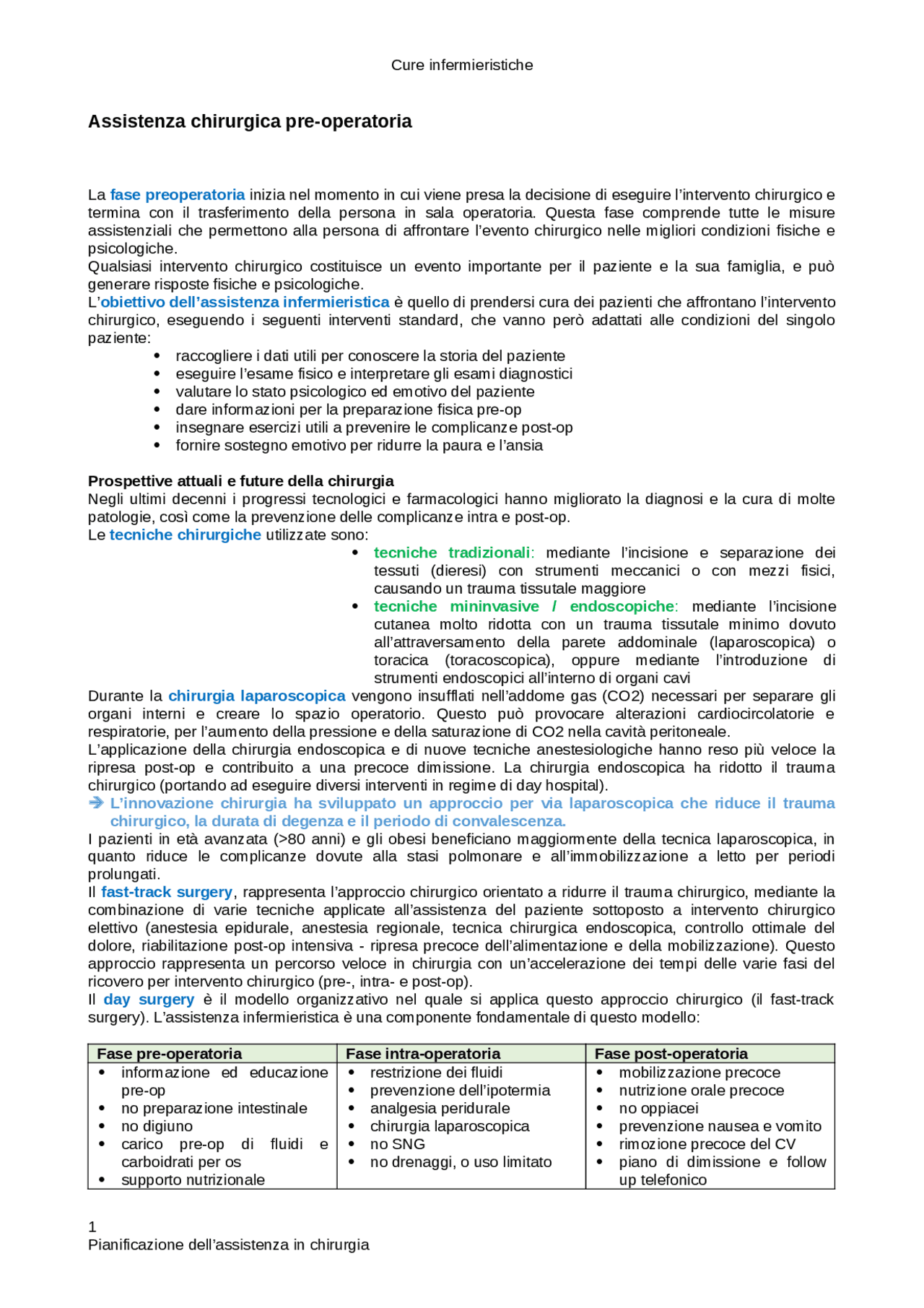 Assistenza Chirurgica Dispense Di Scienze Infermieristiche Docsity