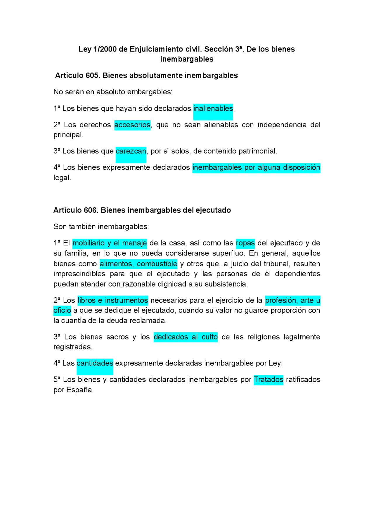 Bienes inembargables - Docsity