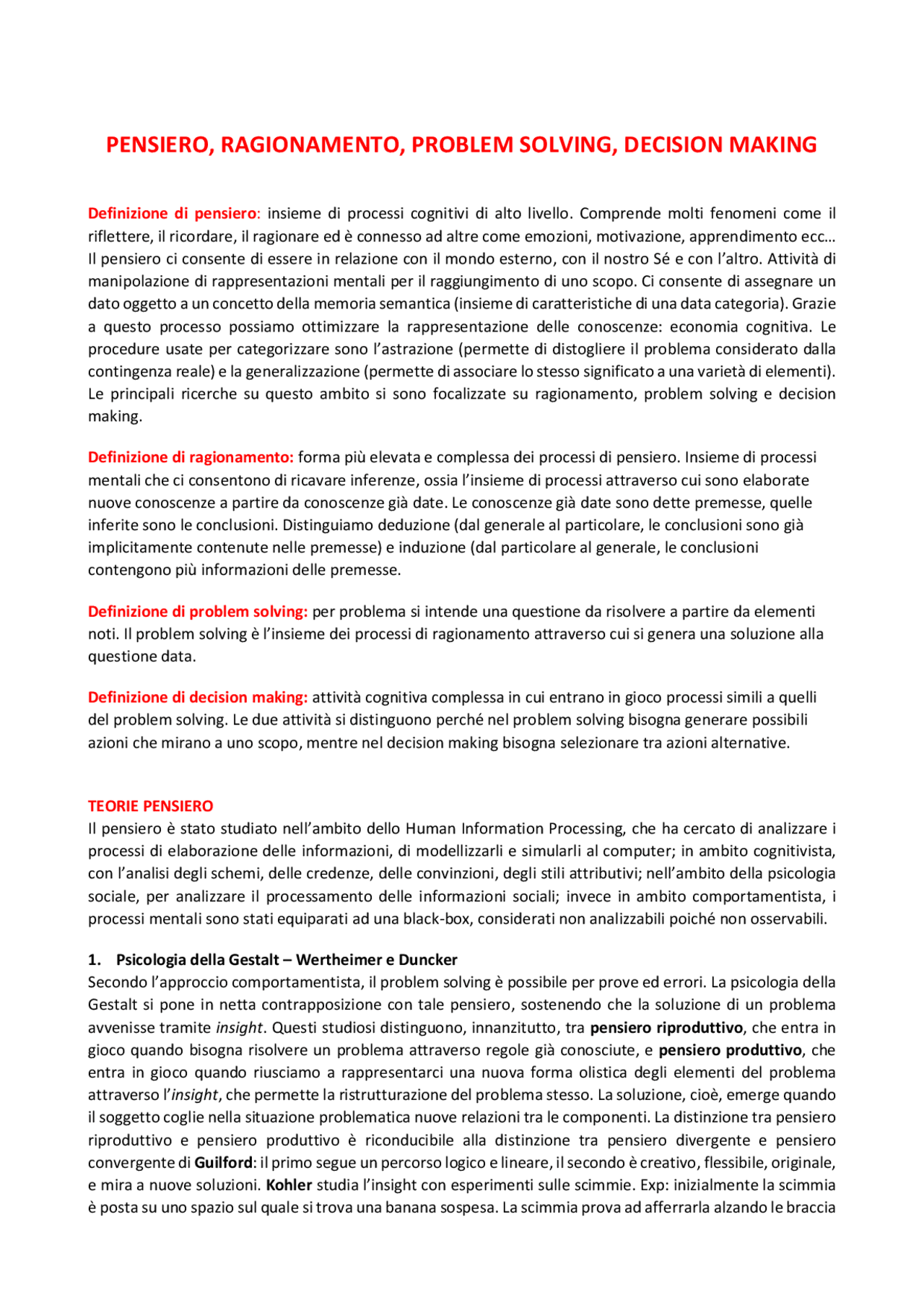 Pensiero Decision Making Problem Solving Ragionamento Psicologia