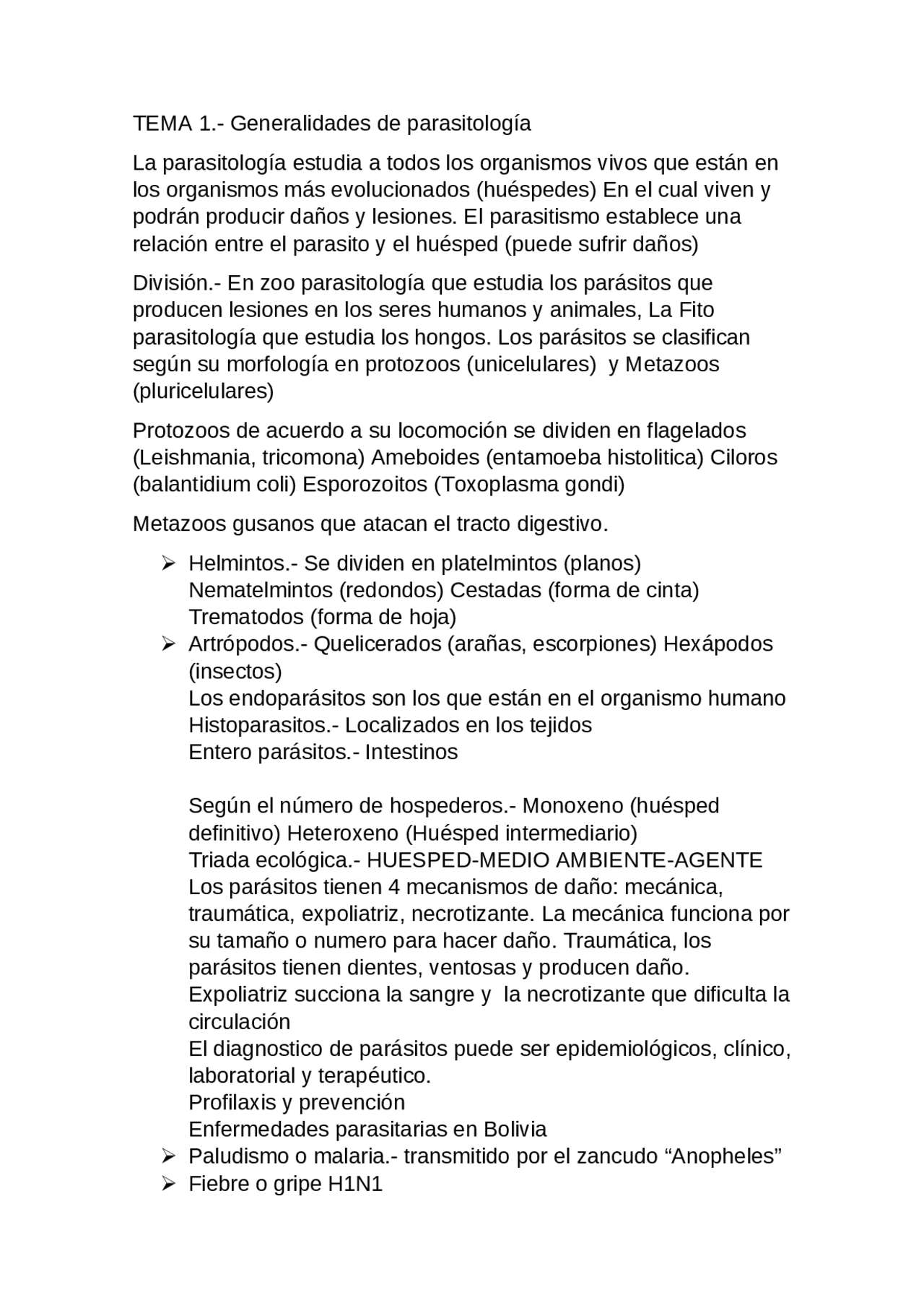 Apuntes De Parasitología Parte 1 Docsity