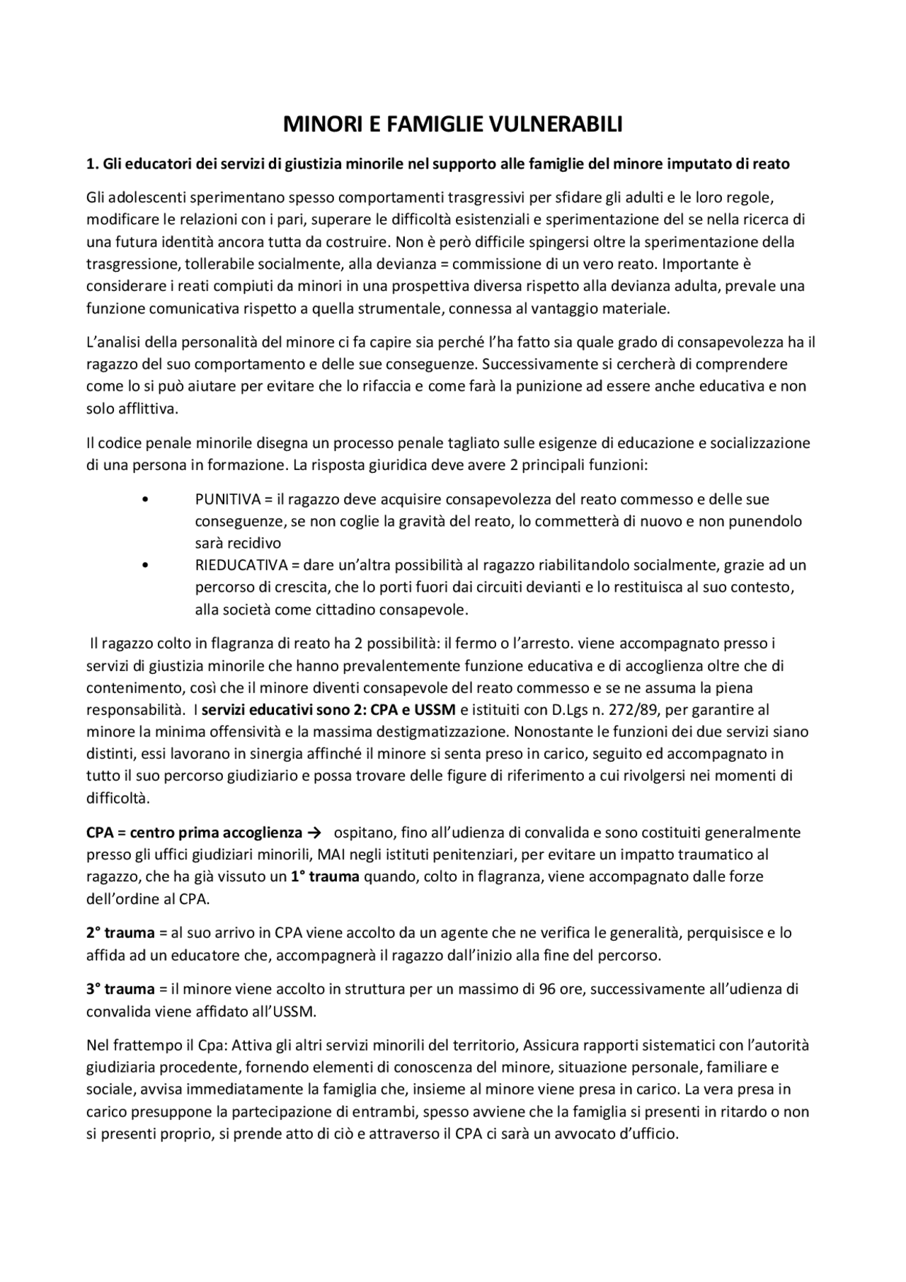Minori E Famiglie Vulnerabili Dispense Di Pedagogia Docsity