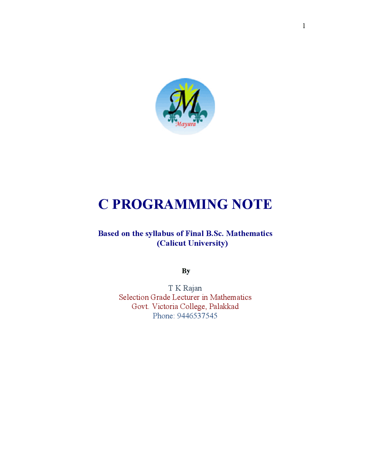 C Programming Lecture Notes Docsity 6683