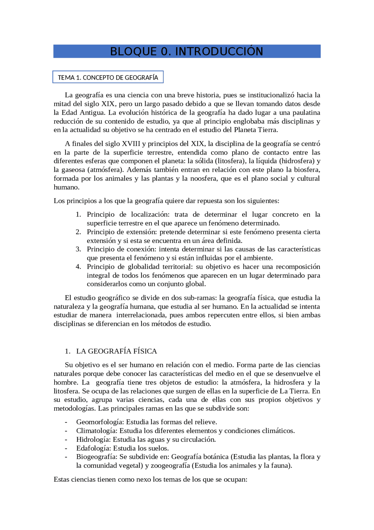 Bloque 0_Geografía Física y Humana_Introducción - Docsity