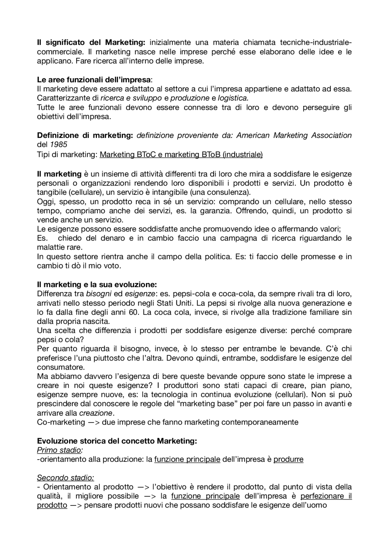 Marketing teoria dispense - Docsity