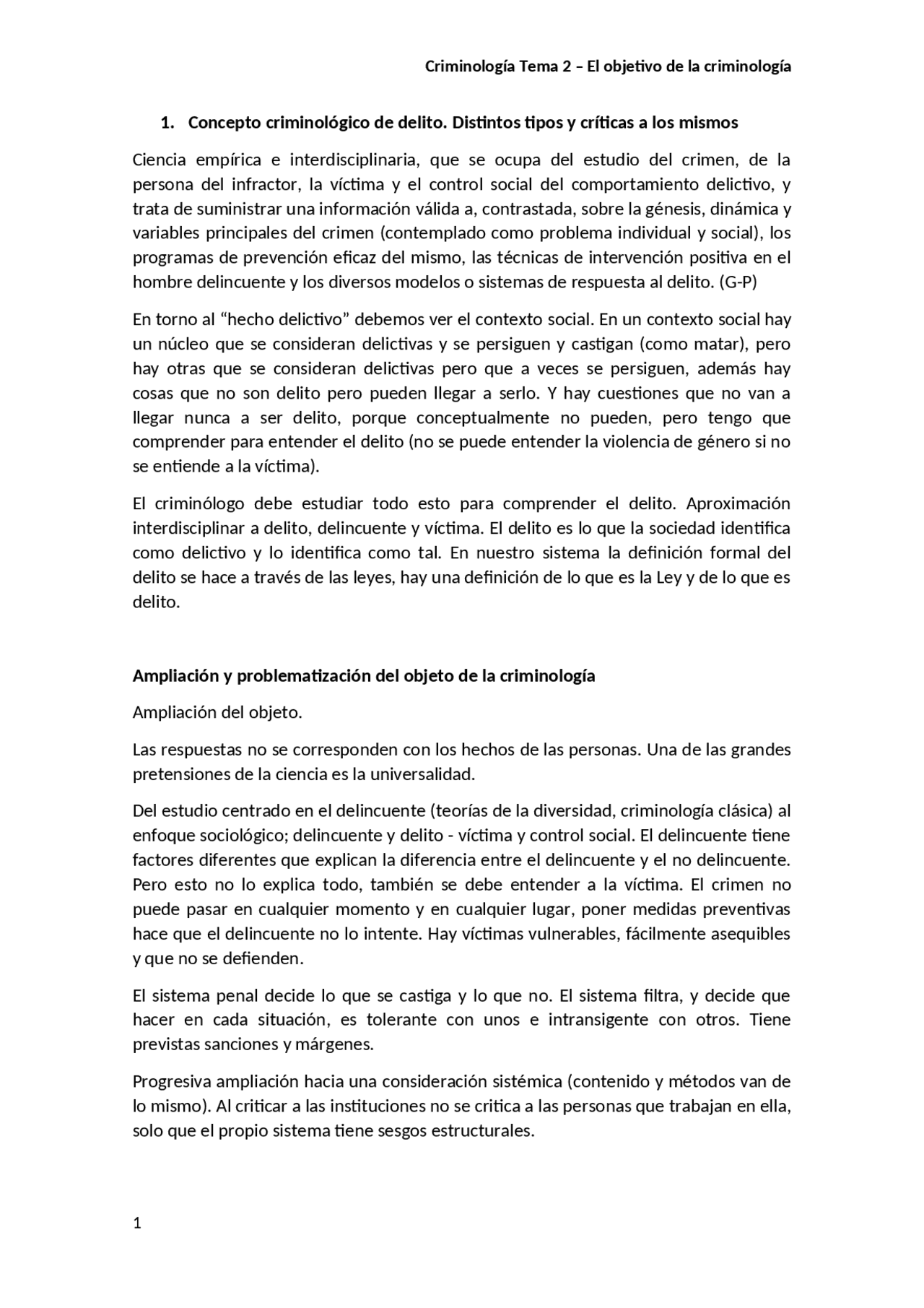 Apuntes Criminología I Docsity