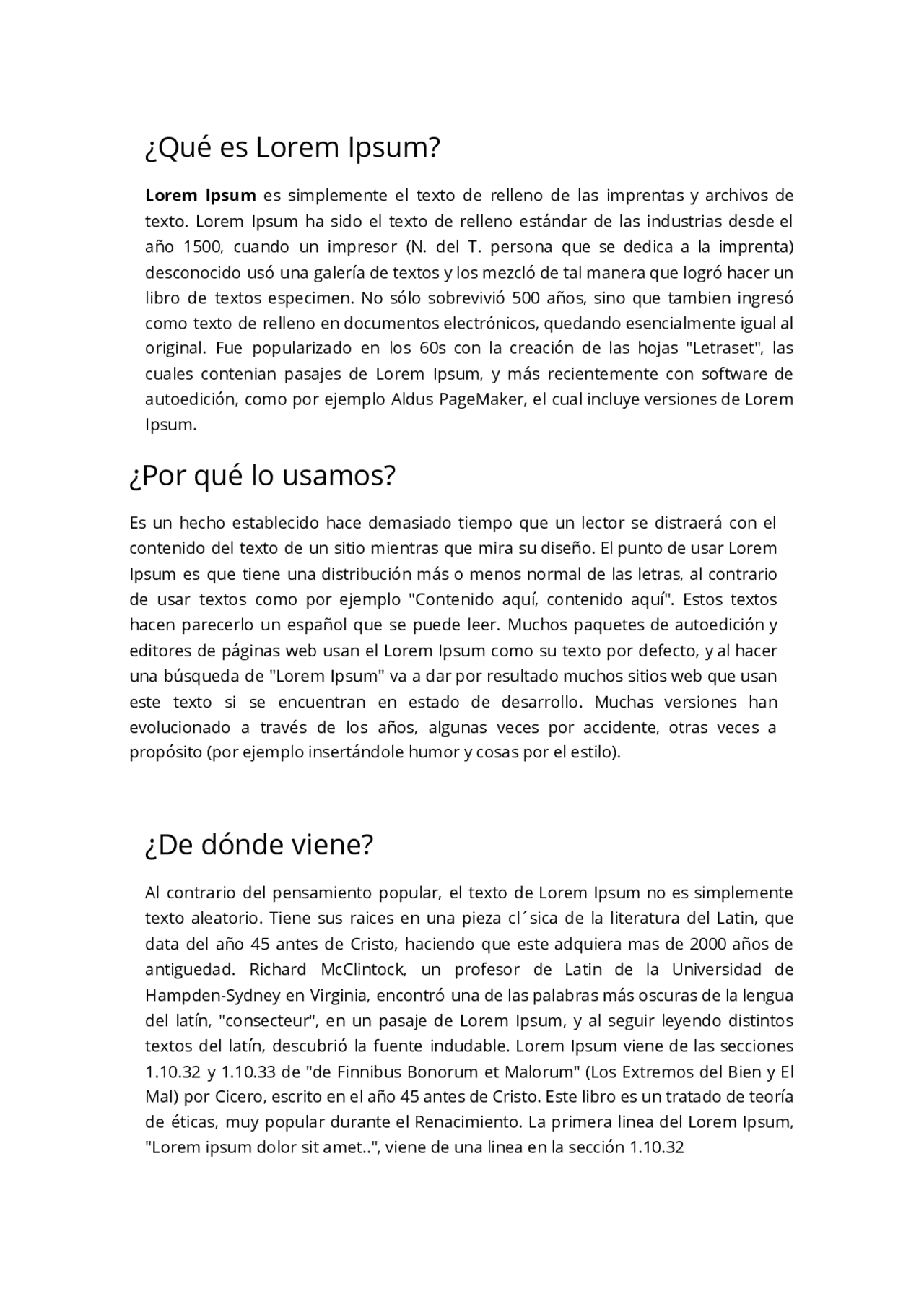 Lorem Ipsum. Explicación detallada sobre la historia de este texto y sus propiedades - Docsity