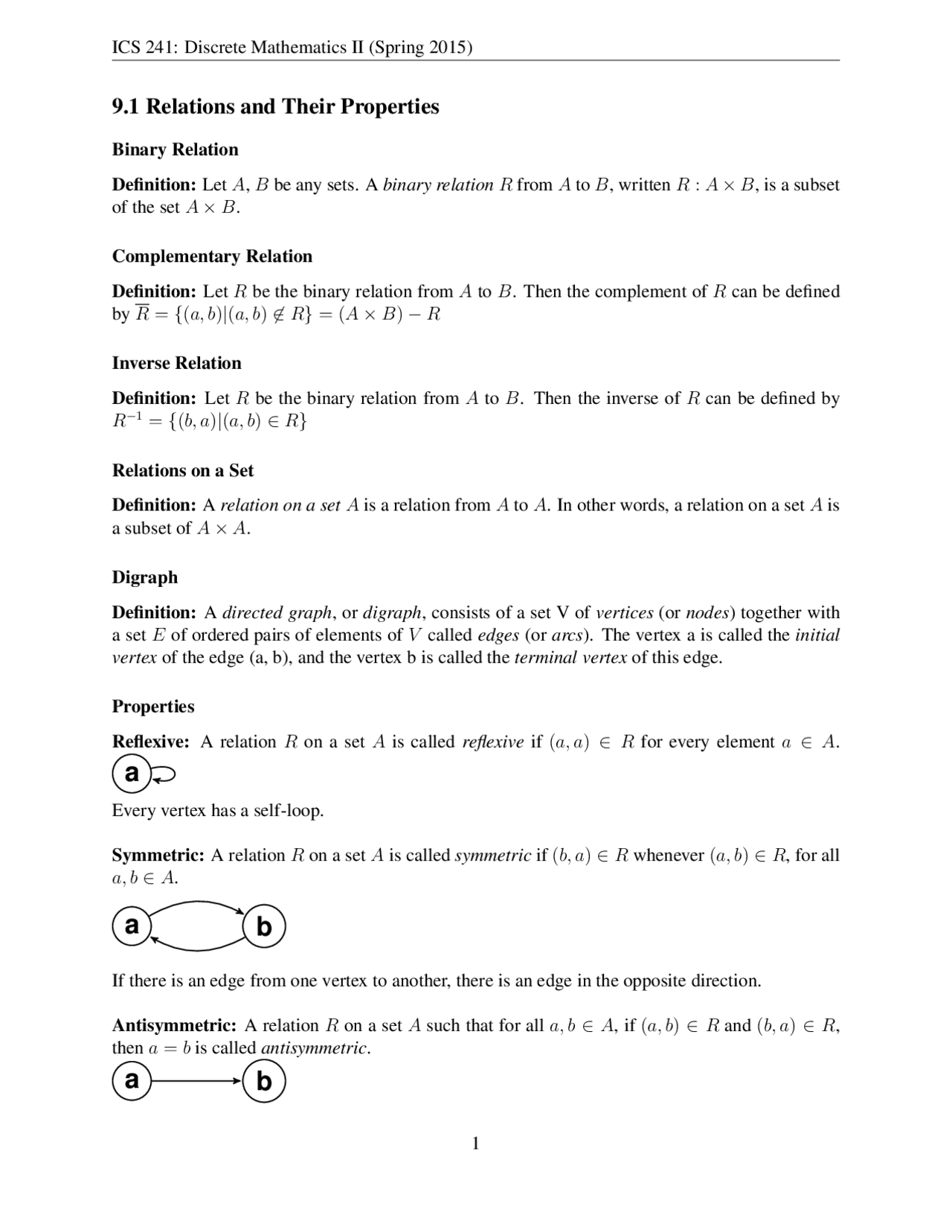 Relations In Discrete Mathematics Docsity