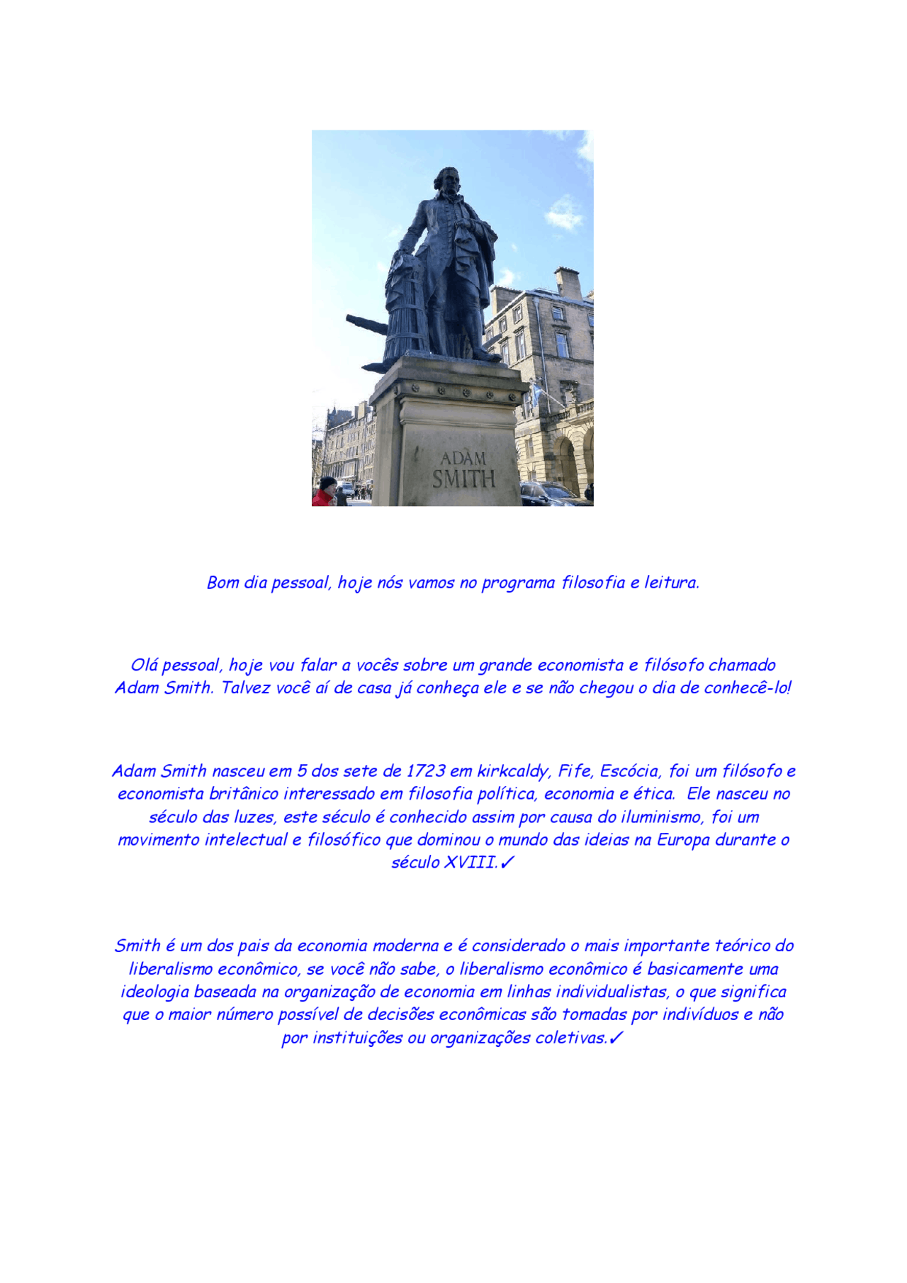 Adam Smith Uma Pequena Biografia Docsity