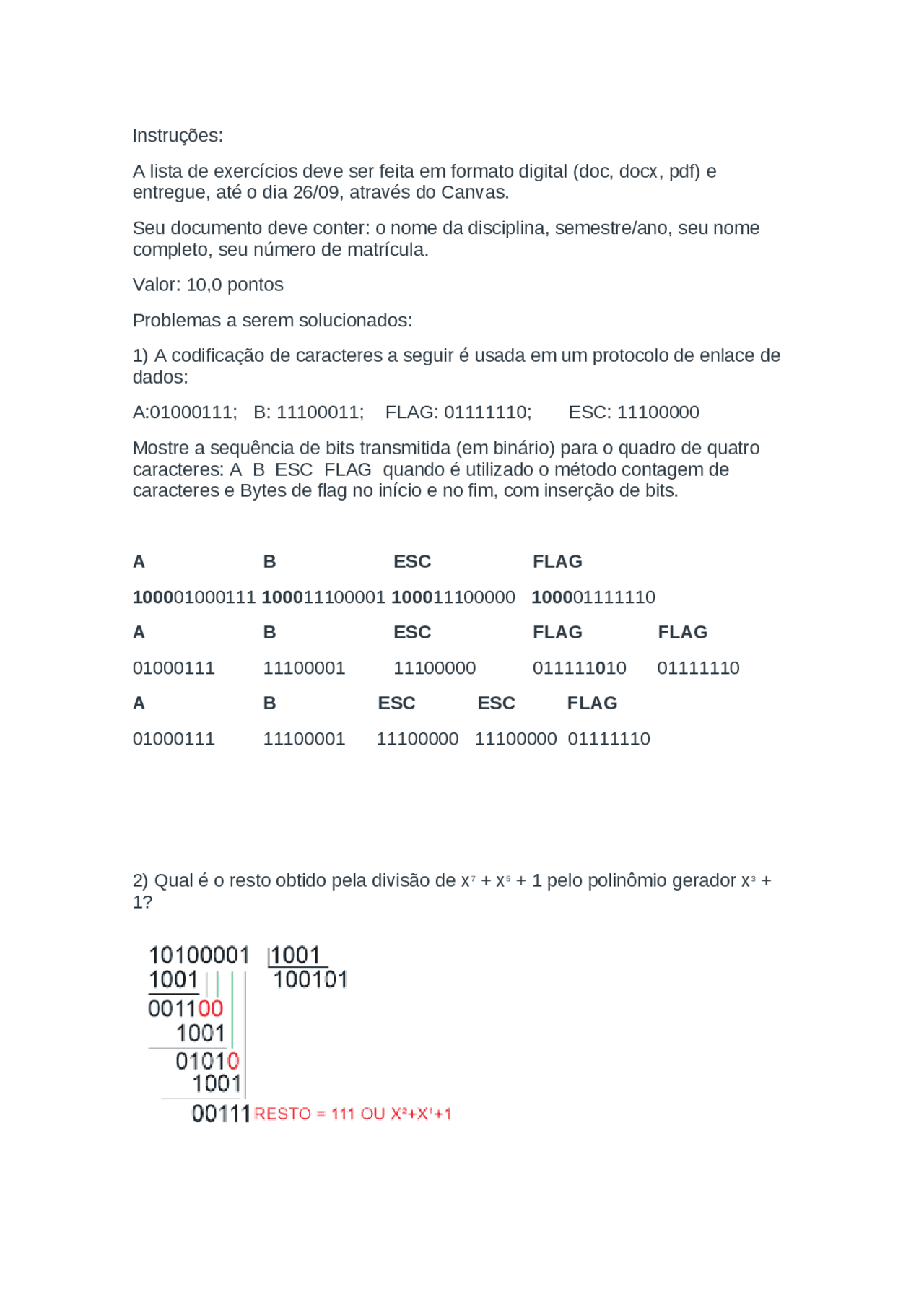Lista De Exercícios Redes Trabalhos Redes De Computadores Docsity
