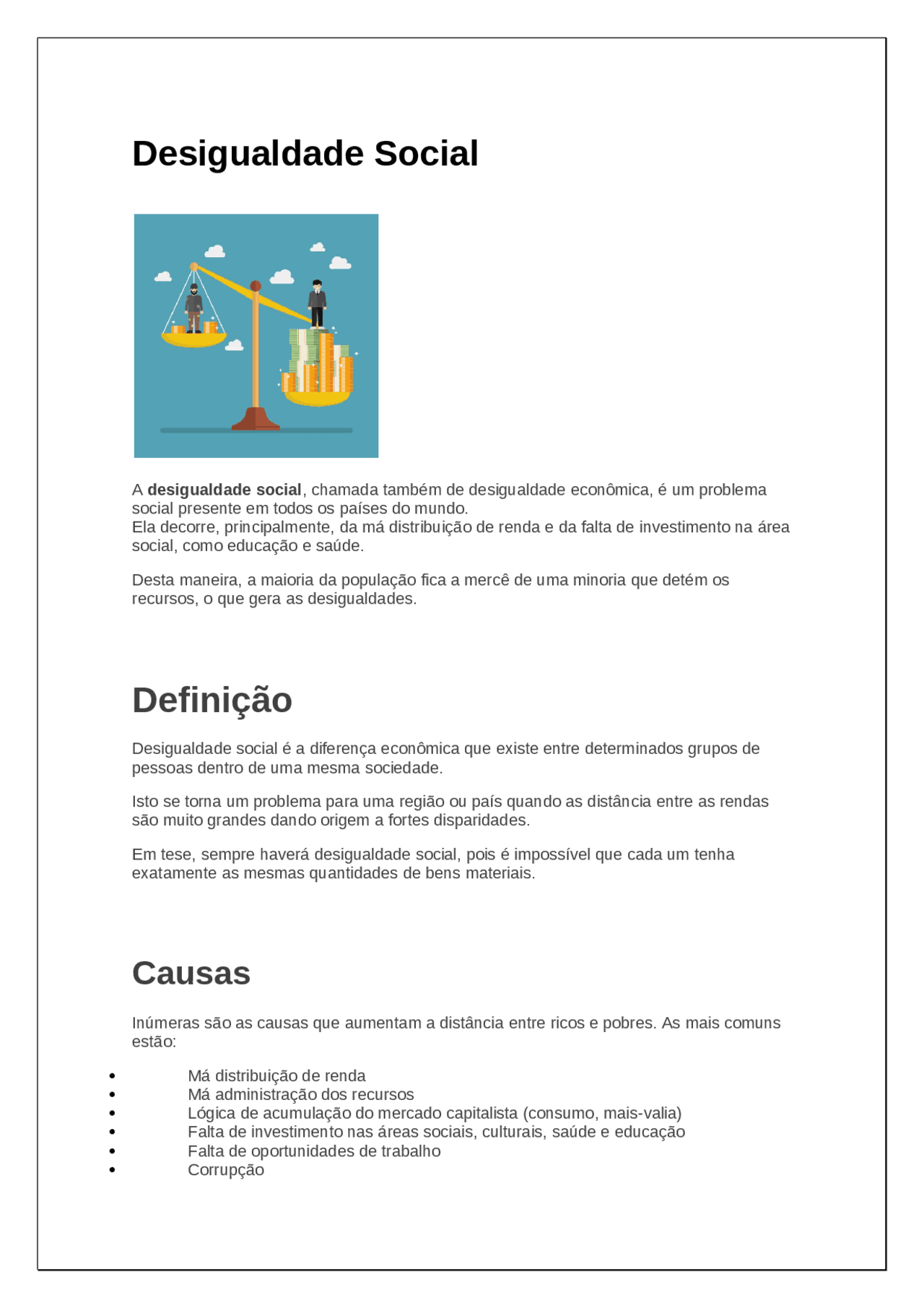 Desigualdade Social Docsity