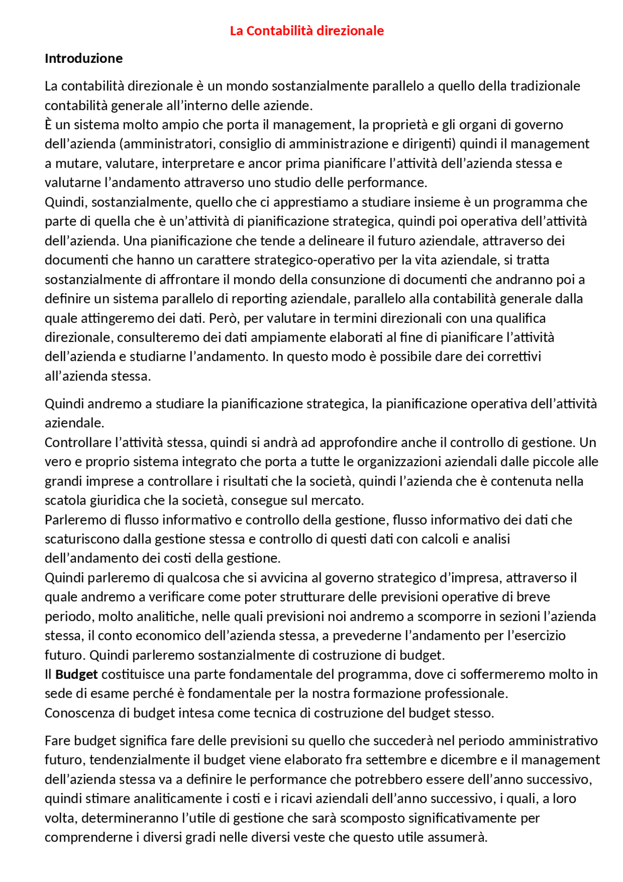 Contabilità Direzionale Appunti Docsity