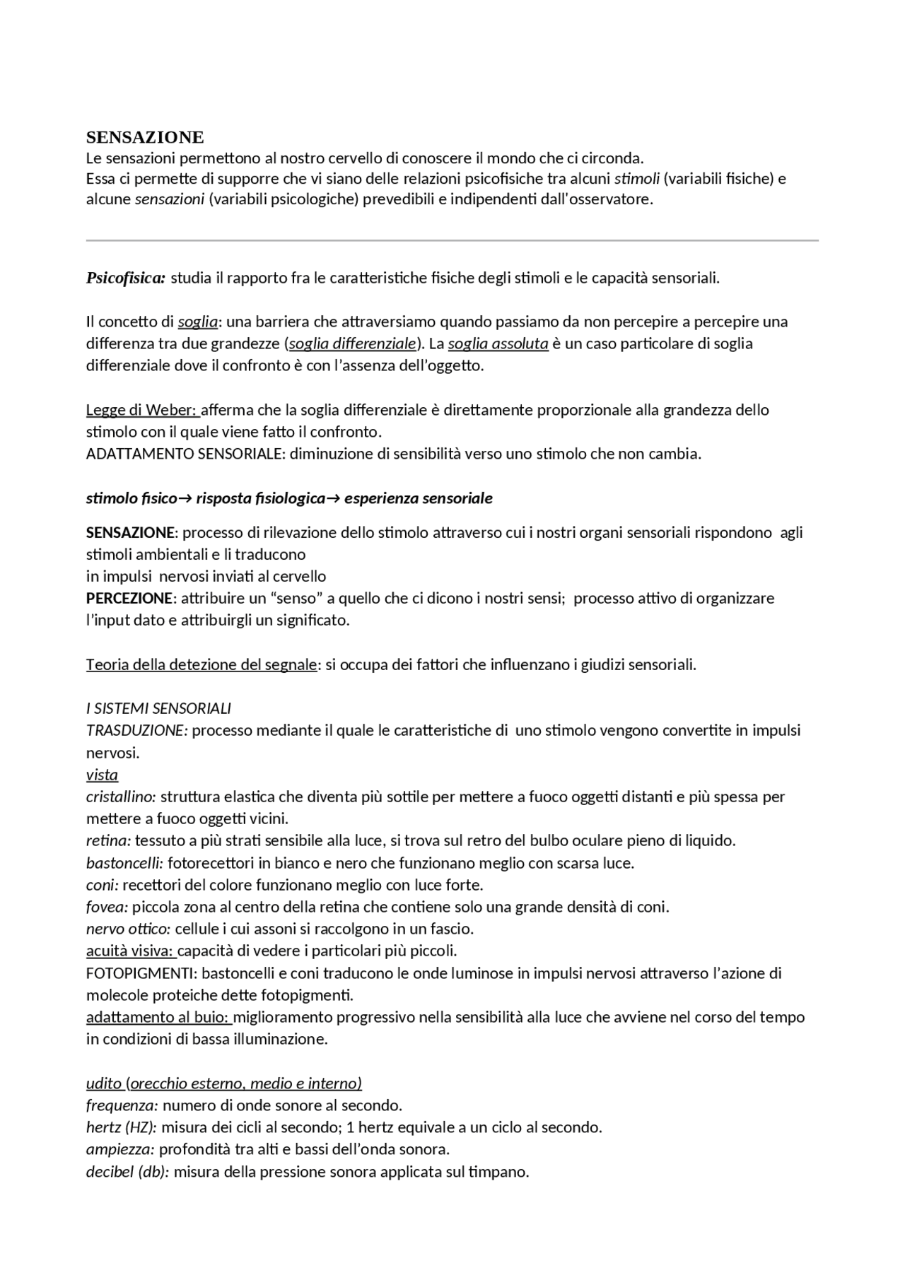 Psicologia Generale E Delle Differenze Docsity