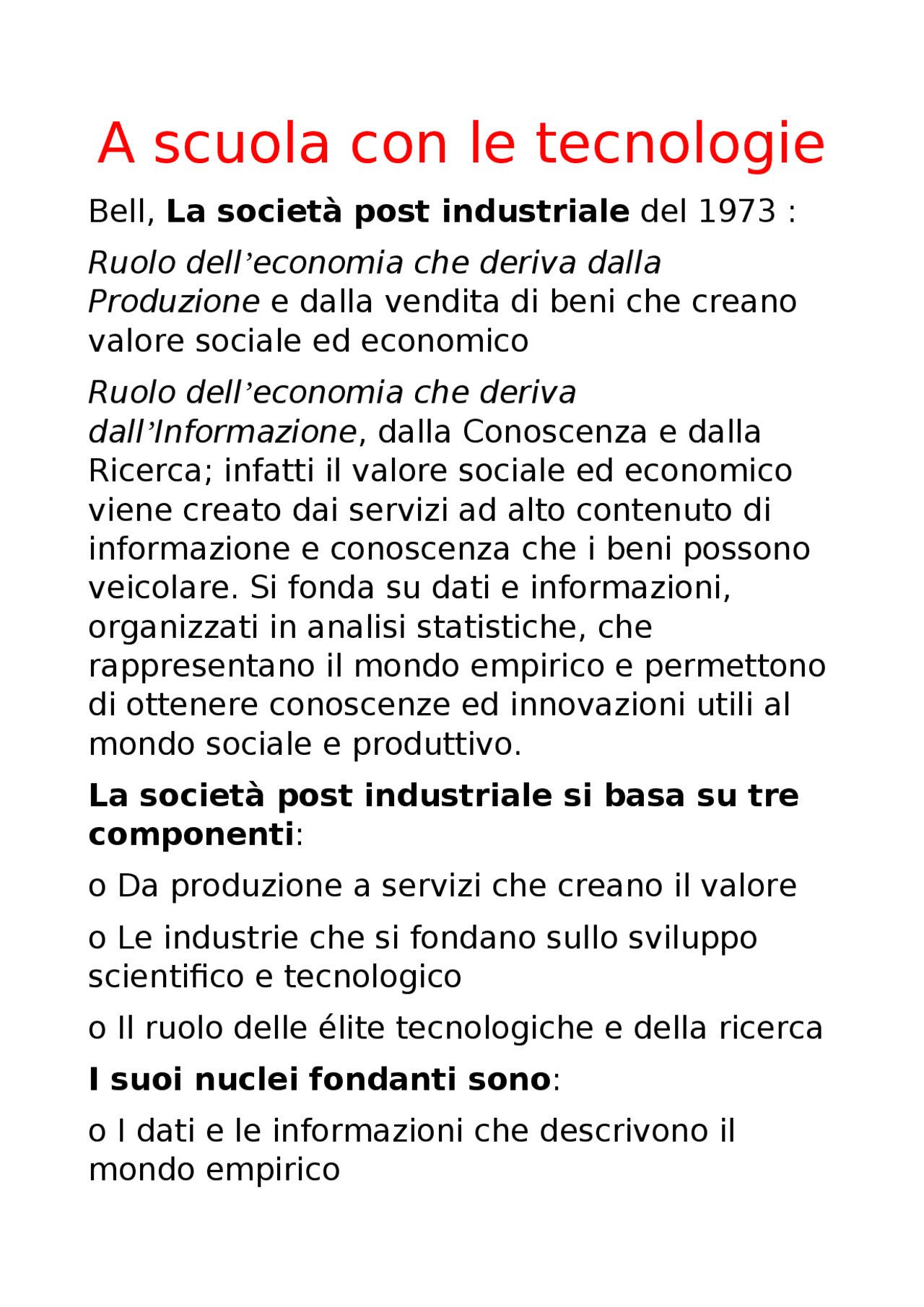 A scuola con le tecnologie riassunto | Sintesi del corso di Teoria E ...