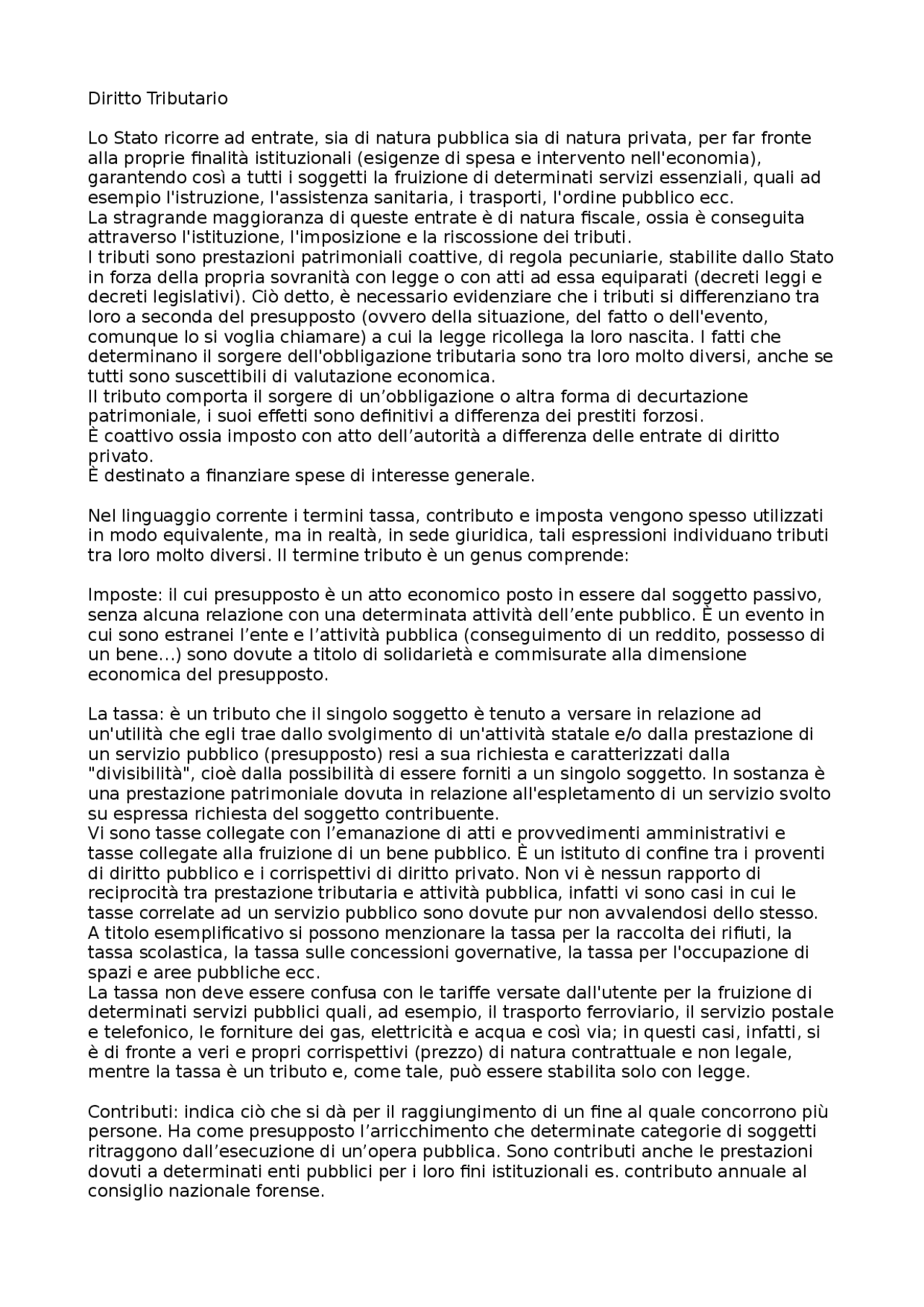 Diritto Tributario Riassunti E Appunti Docsity