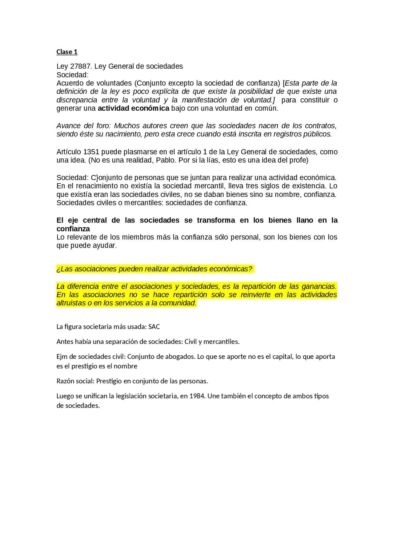 Derecho Comercial Apuntes De Clase Docsity