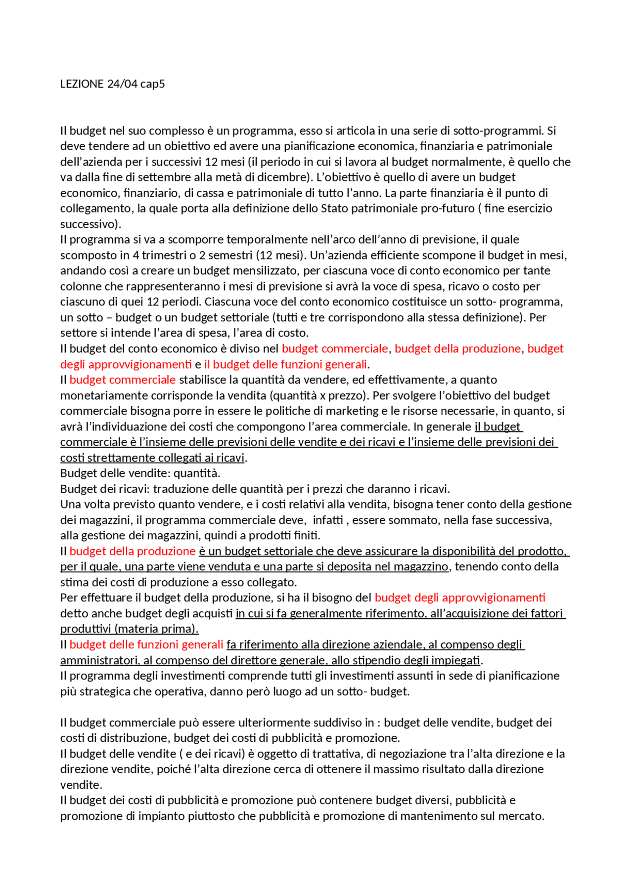 Contabilità Direzionale Appunti Docsity