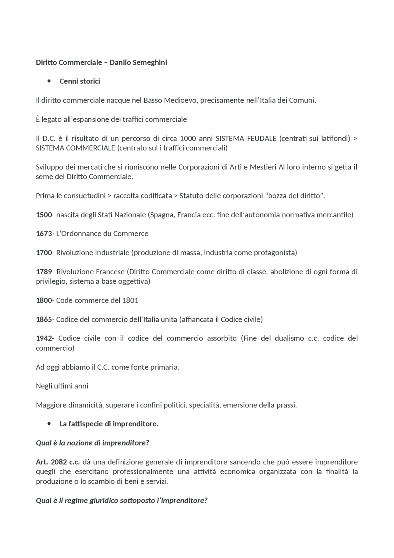 DIRITTO COMMERCIALE DOMANDE D'ESAME | Esercizi di Diritto Commerciale | Docsity