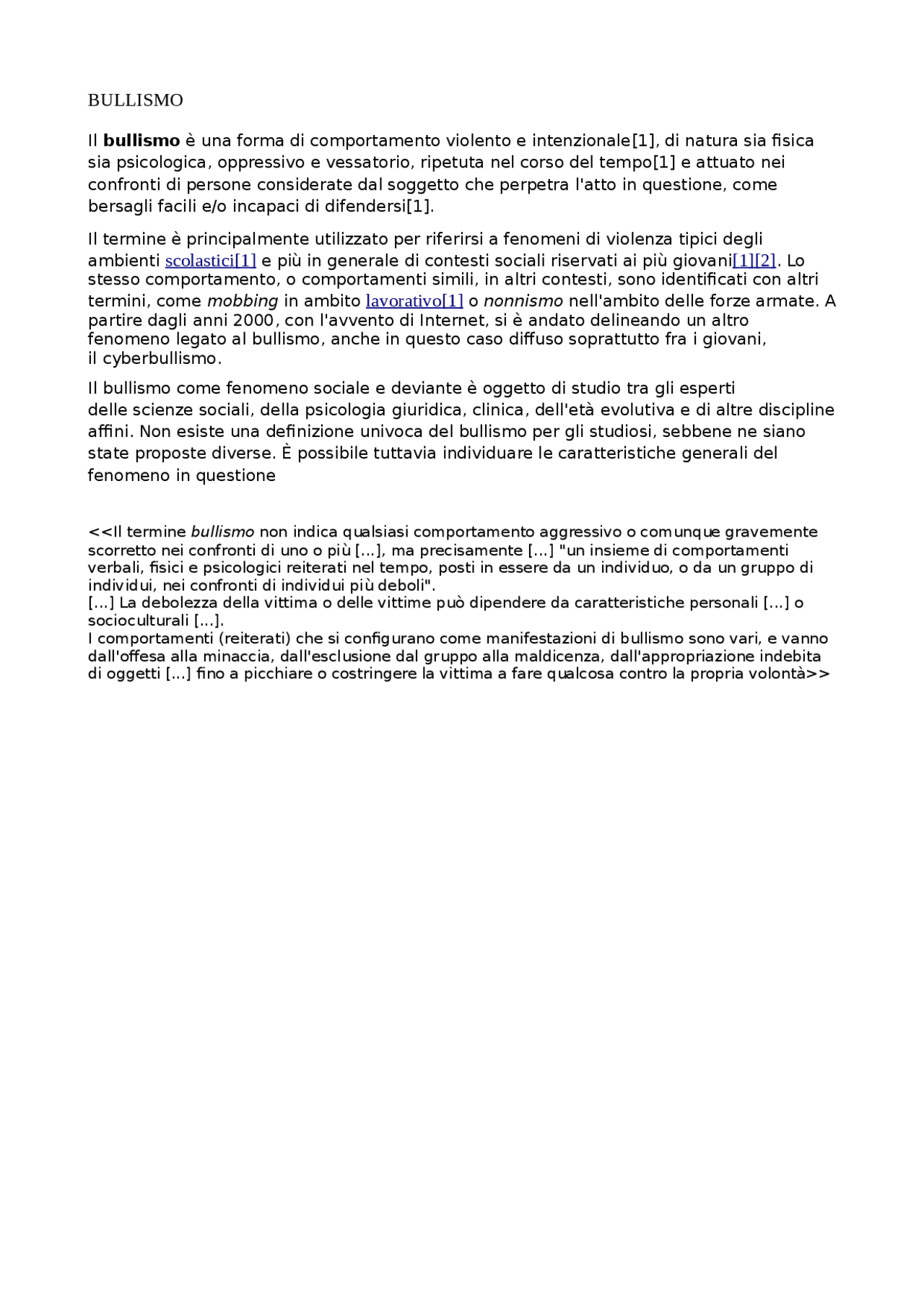 Fenomeno Del Bullismo Docsity