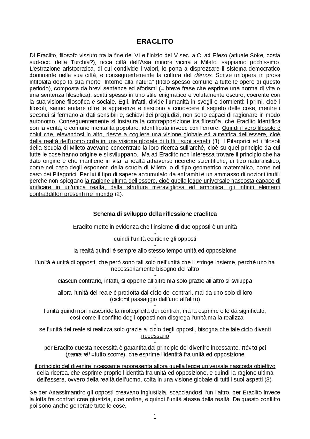 Schemi Su Autore Eraclito Docsity