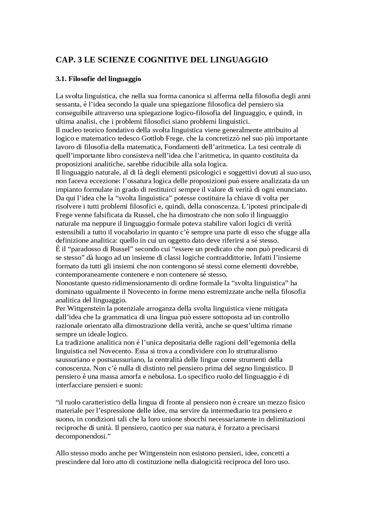 Riassunto Cap 3 Filosofia Del Linguaggio Docsity