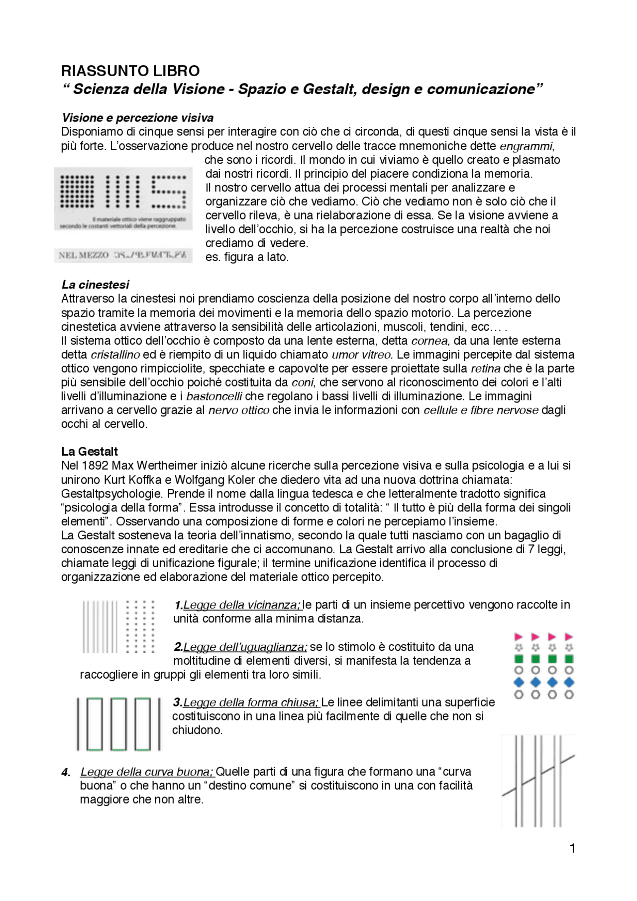 Riassunto - “ Scienza della Visione - Spazio e Gestalt, design e ...