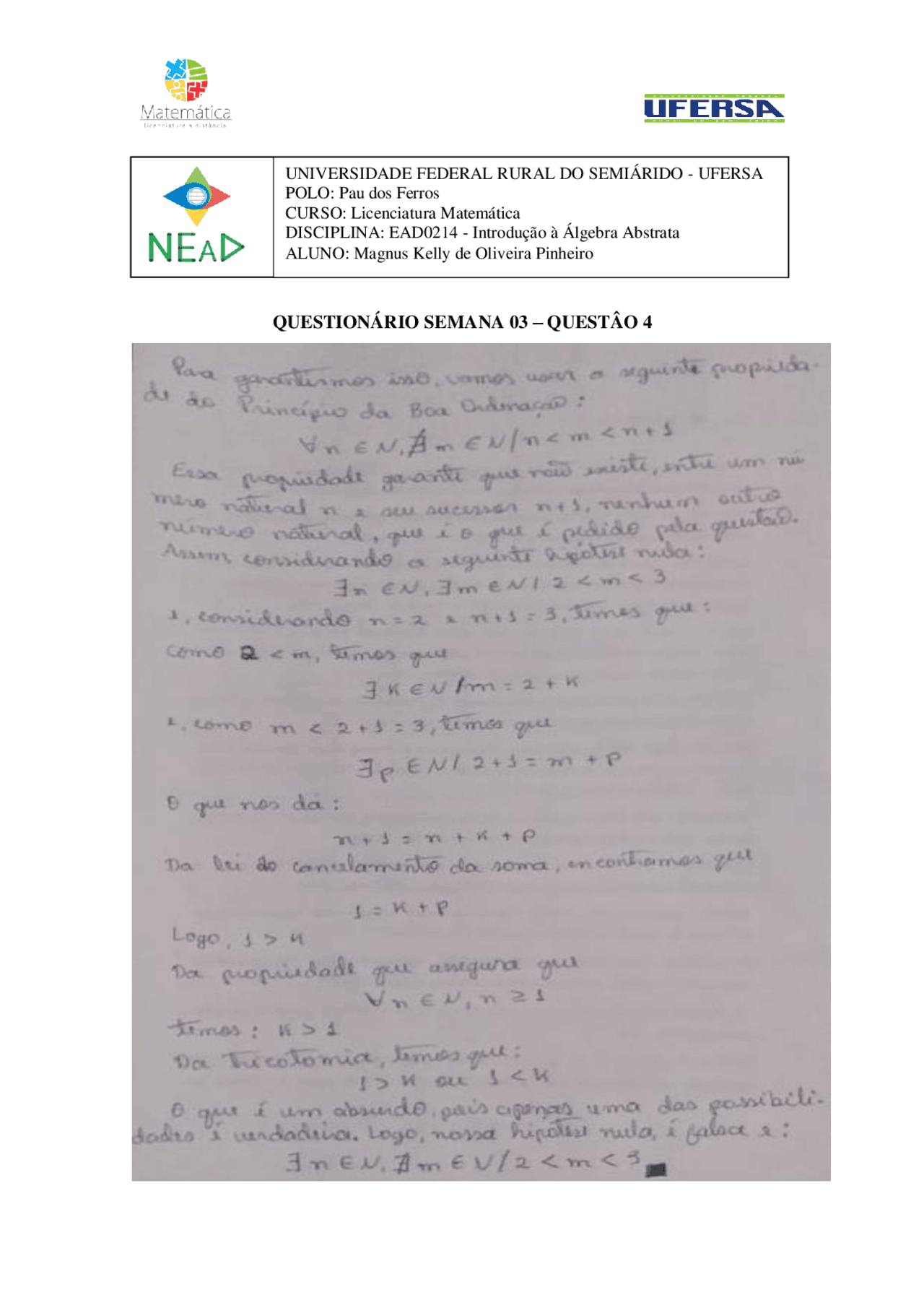 Lista de exercícios sobre Álgebra Abstrata | Exercícios Álgebra | Docsity