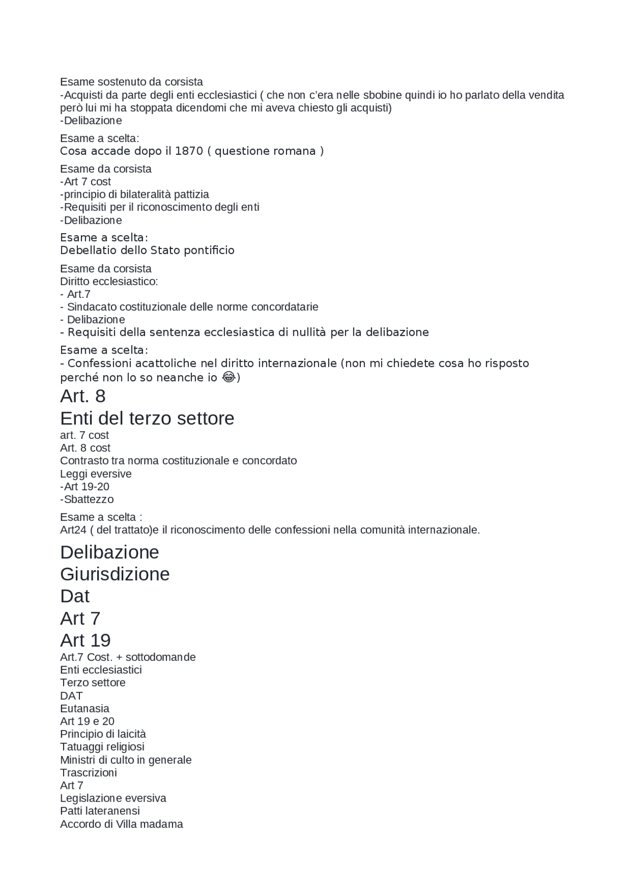 Domande Di Diritto Ecclesiastico Prof Guarino Docsity